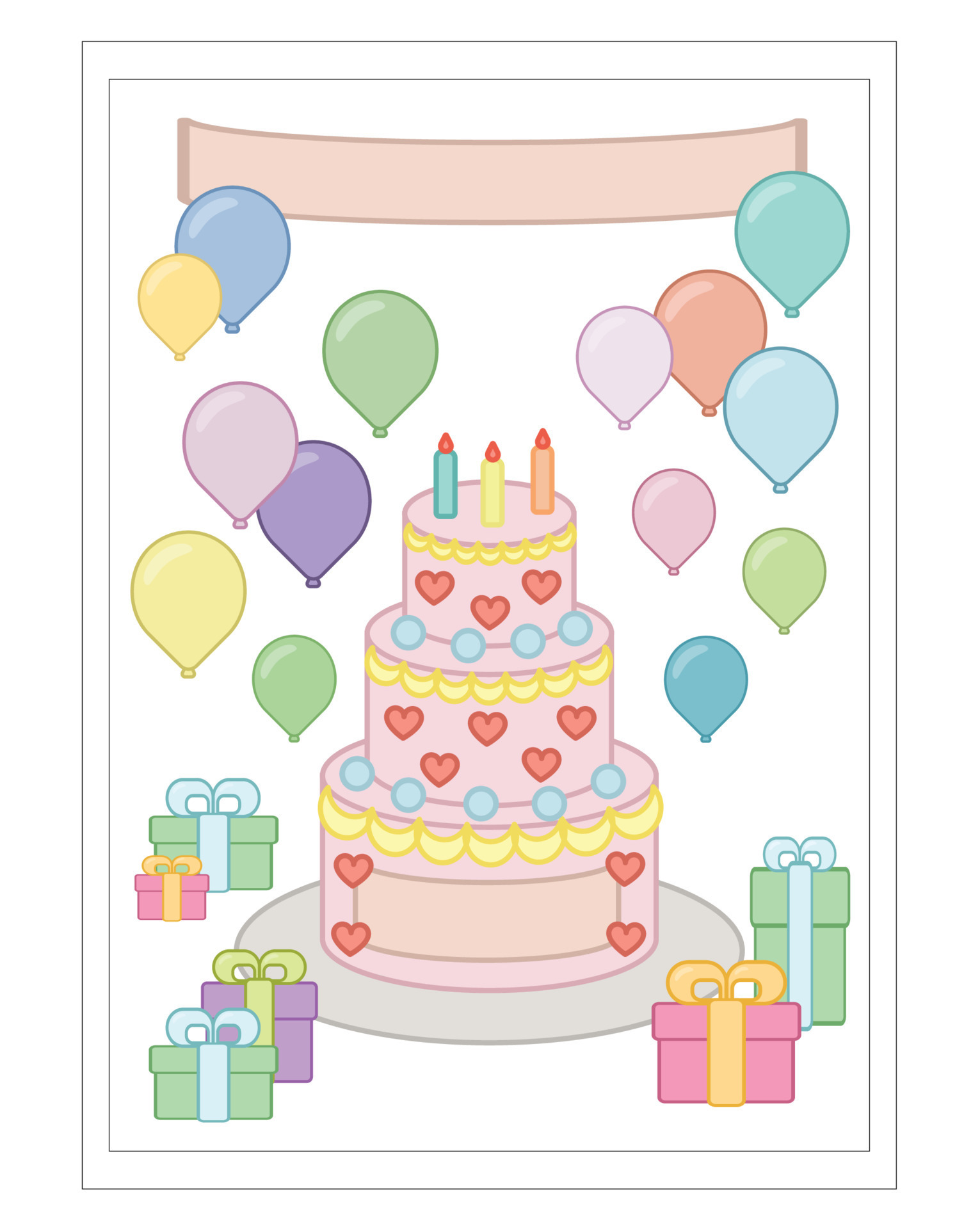 Clipart Birthday Cakes Bloons And Gifts