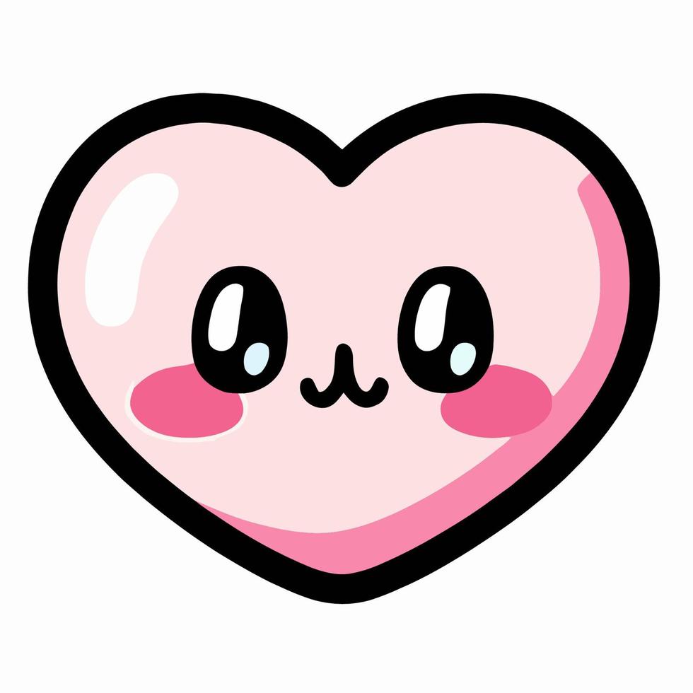 Valentines day Cute Heart illustration Heart kawaii chibi vector ...