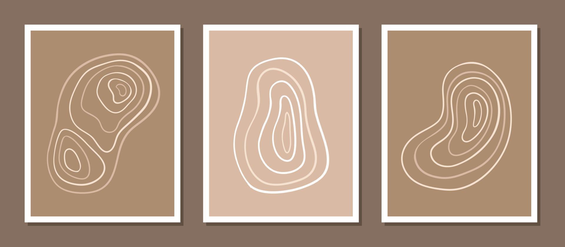 Abstract Boho Line Blob Shapes Simple Hand Drawn Art Background Modern Aesthetic Illustrations