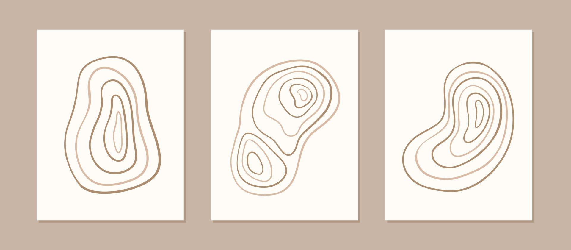 Abstract Boho Line Blob Shapes Simple Hand Drawn Art Background Modern Aesthetic Illustrations