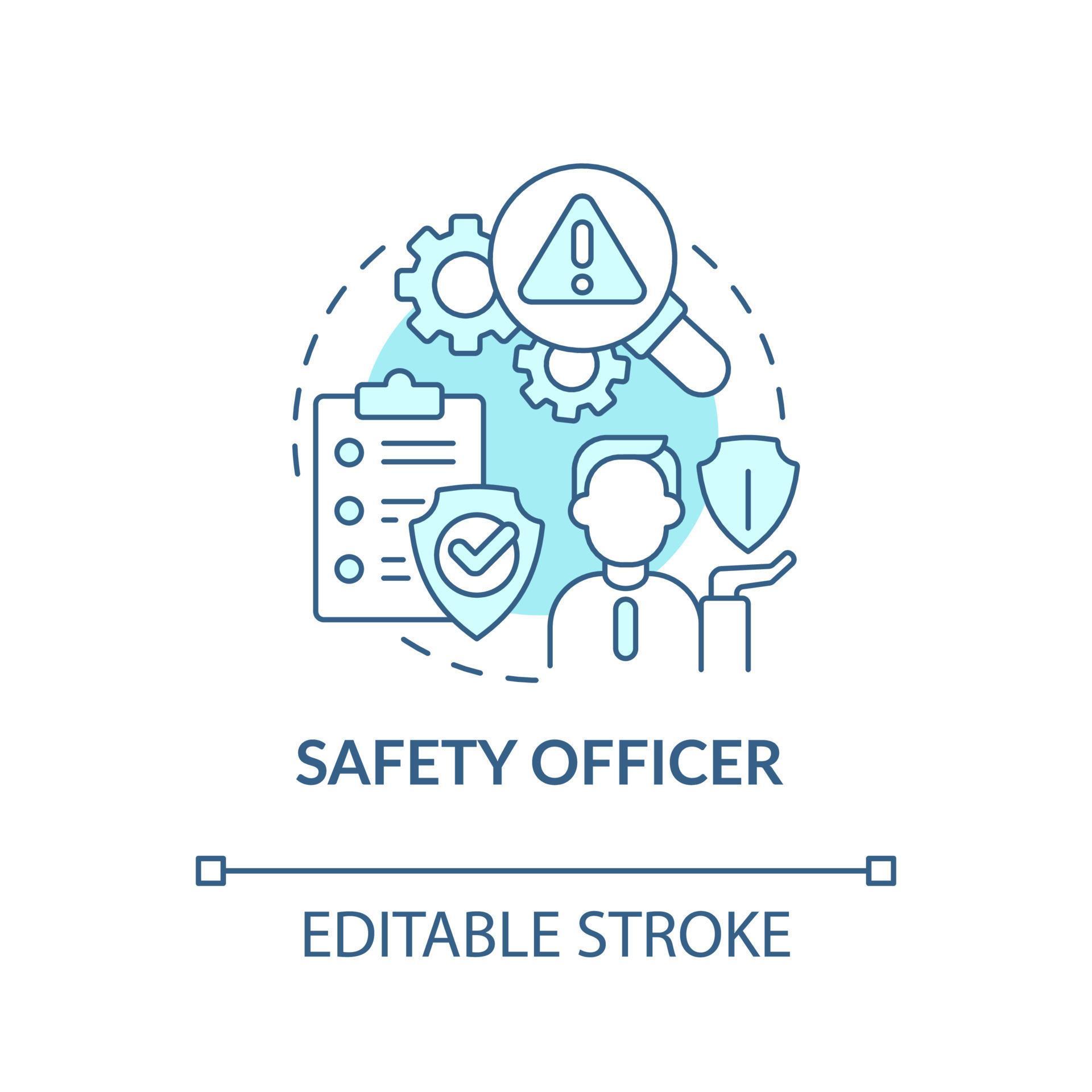 Safety officer turquoise concept icon. Security check. Avoiding worker injuries tip abstract ...