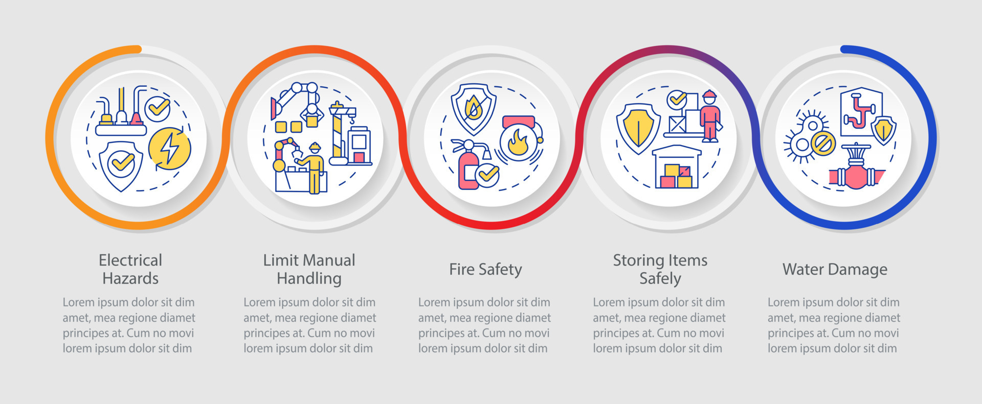 Ways To Reduce Amount Of Accidents In Workplace Loop Infographic Template Data Visualization