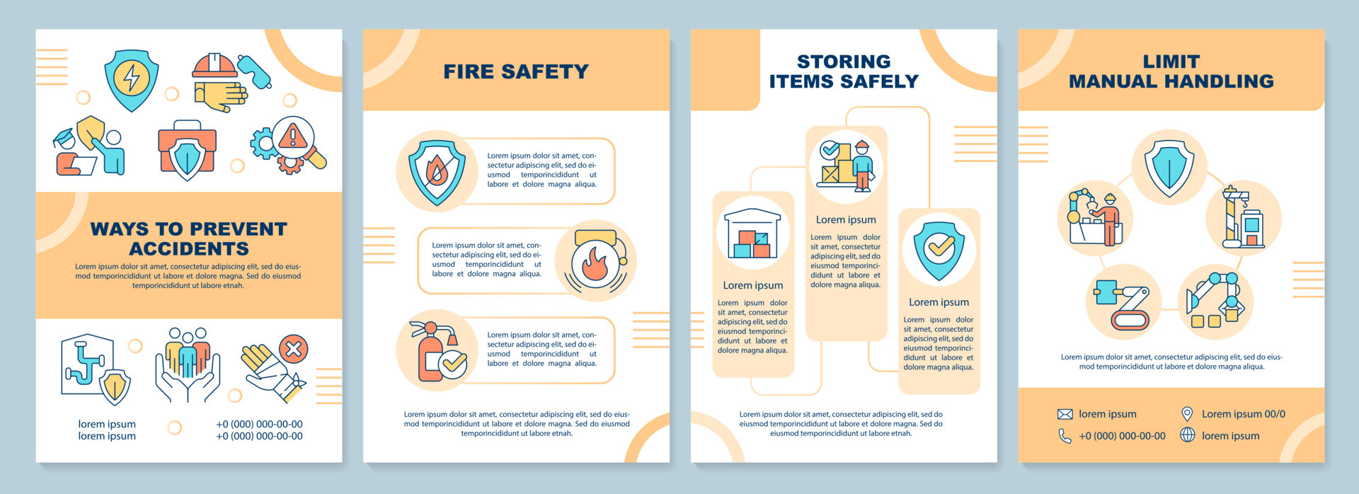 Ways to prevent accidents brochure template. Safe work area. Leaflet ... Ways to prevent accidents brochure template. Safe work area. Leaflet ...