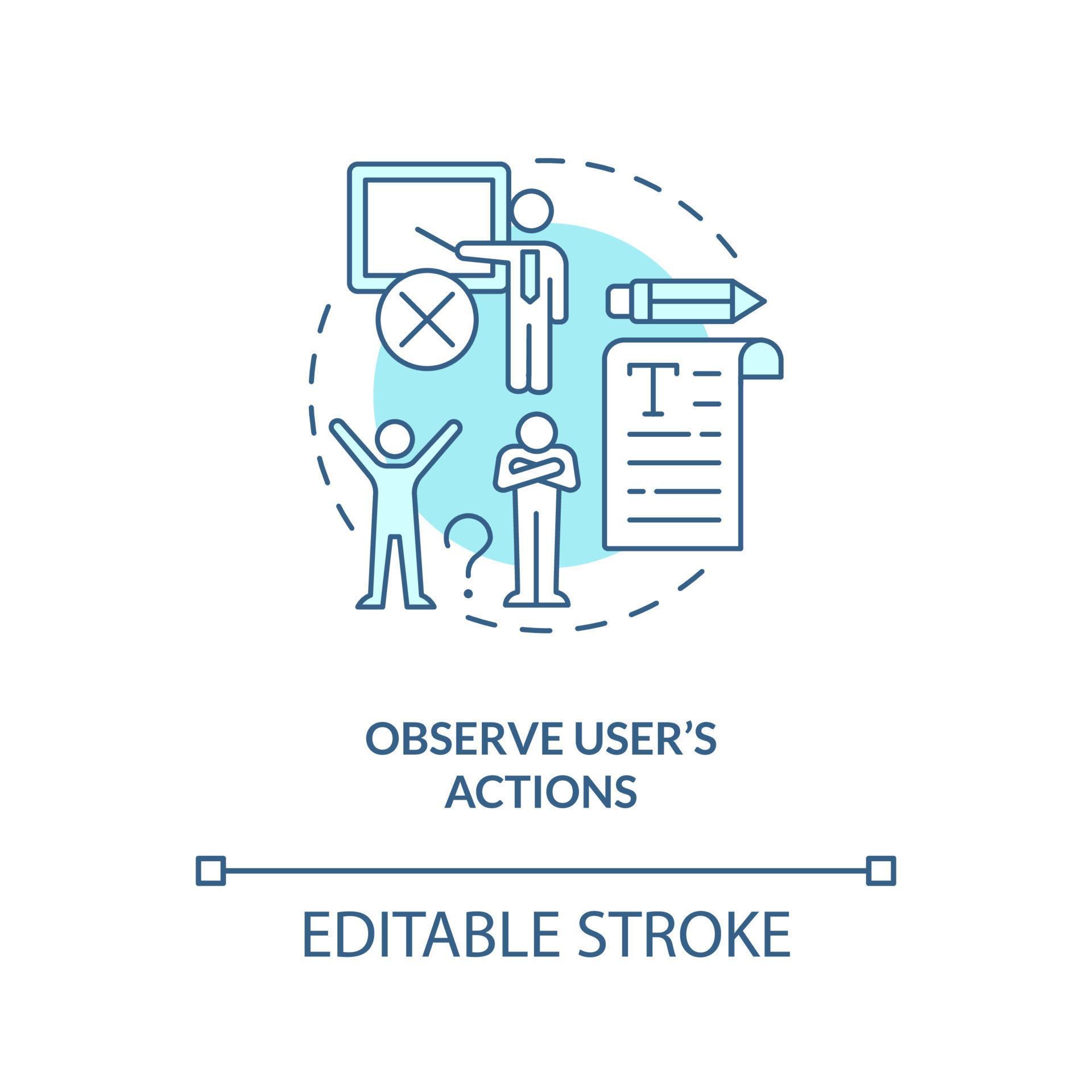 Observe User Actions Turquoise Concept Icon Evaluate User Behavior Abstract Idea Thin Line