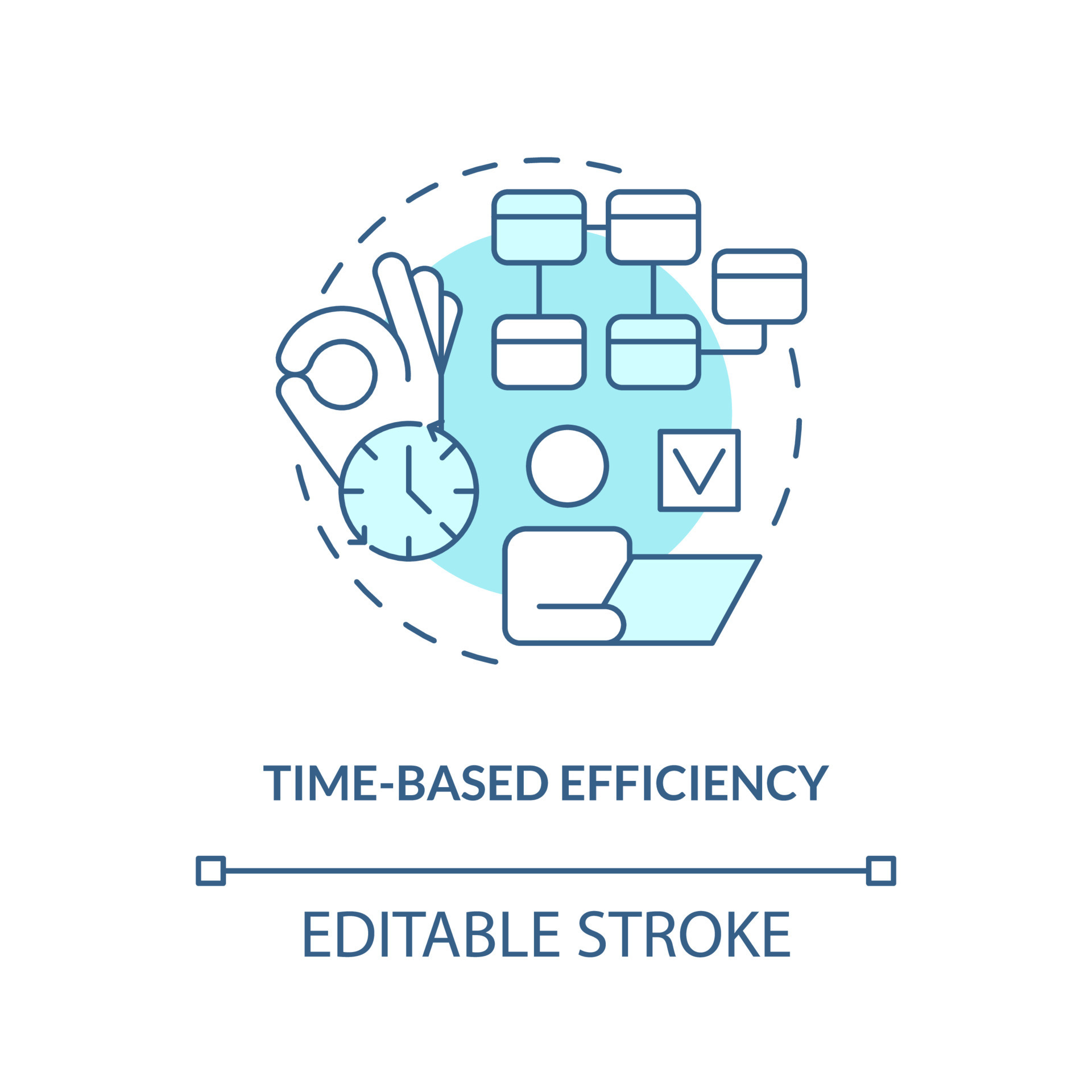 Time-based efficiency turquoise concept icon. Speed complete tasks ...