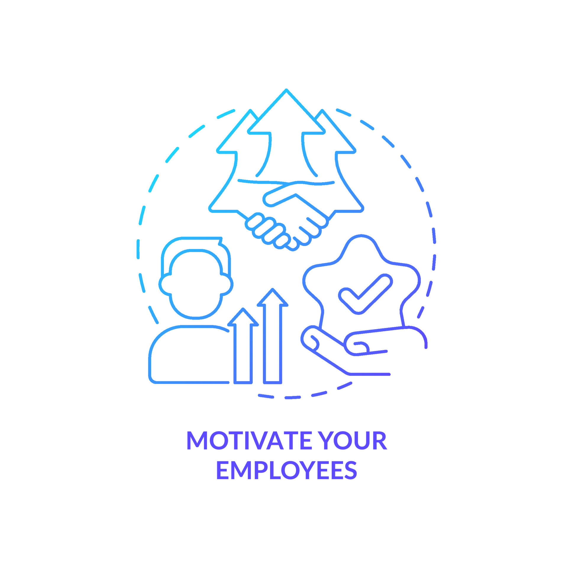 Employee Motivation Strategy Blue Gradient Concept Icon Increase Workforce Enthusiasm
