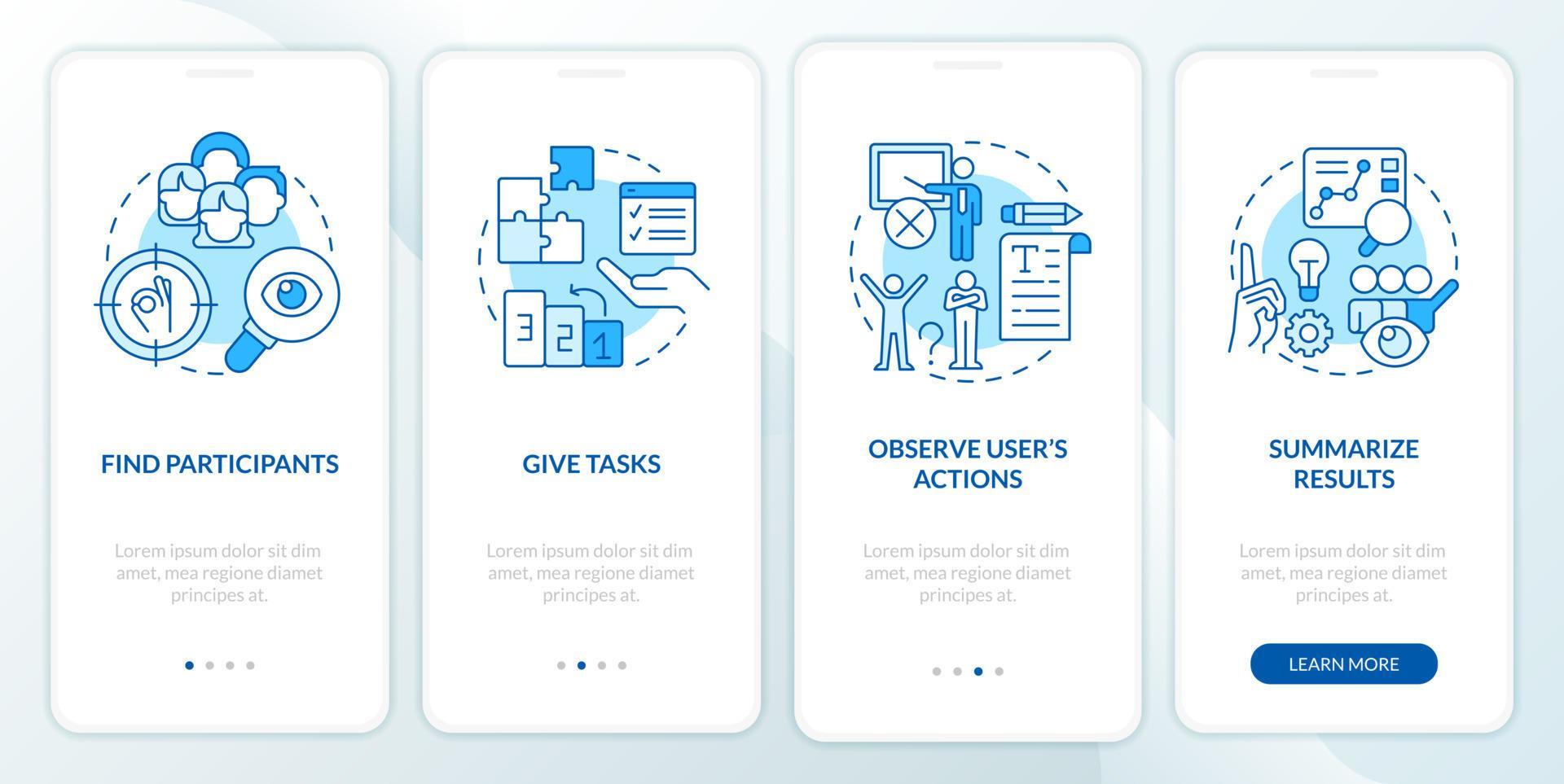 Usability Testing Tasks Blue Onboarding Mobile App Screen Ux Process