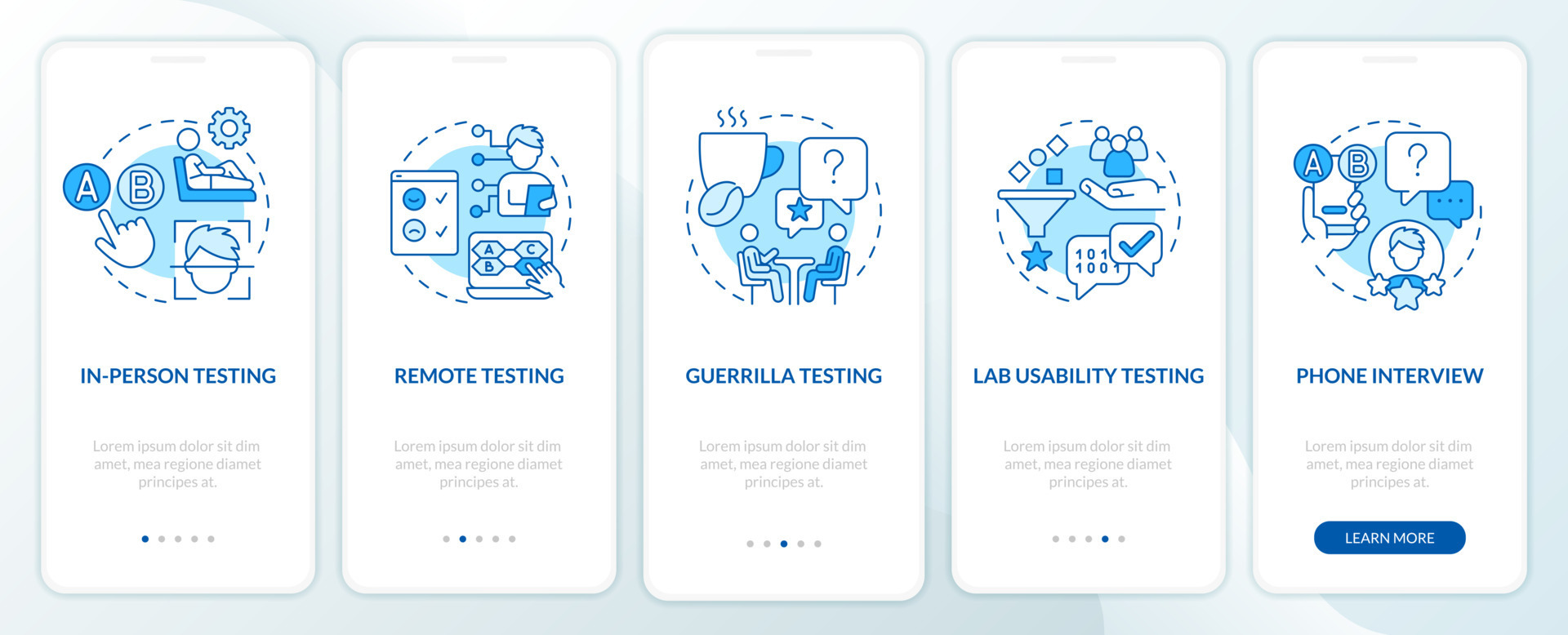 Usability Testing Methods Blue Onboarding Mobile App Screen Assess