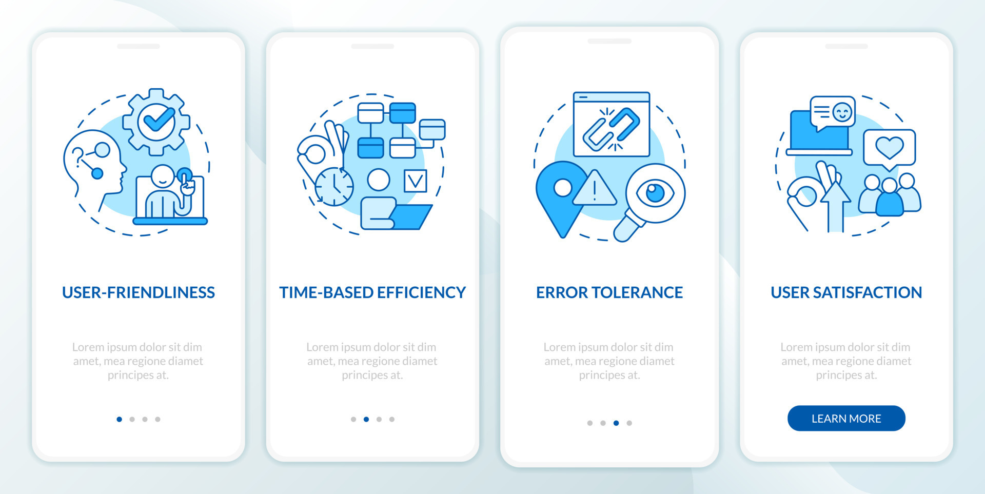 Usability Testing Measurement Blue Onboarding Mobile App Screen