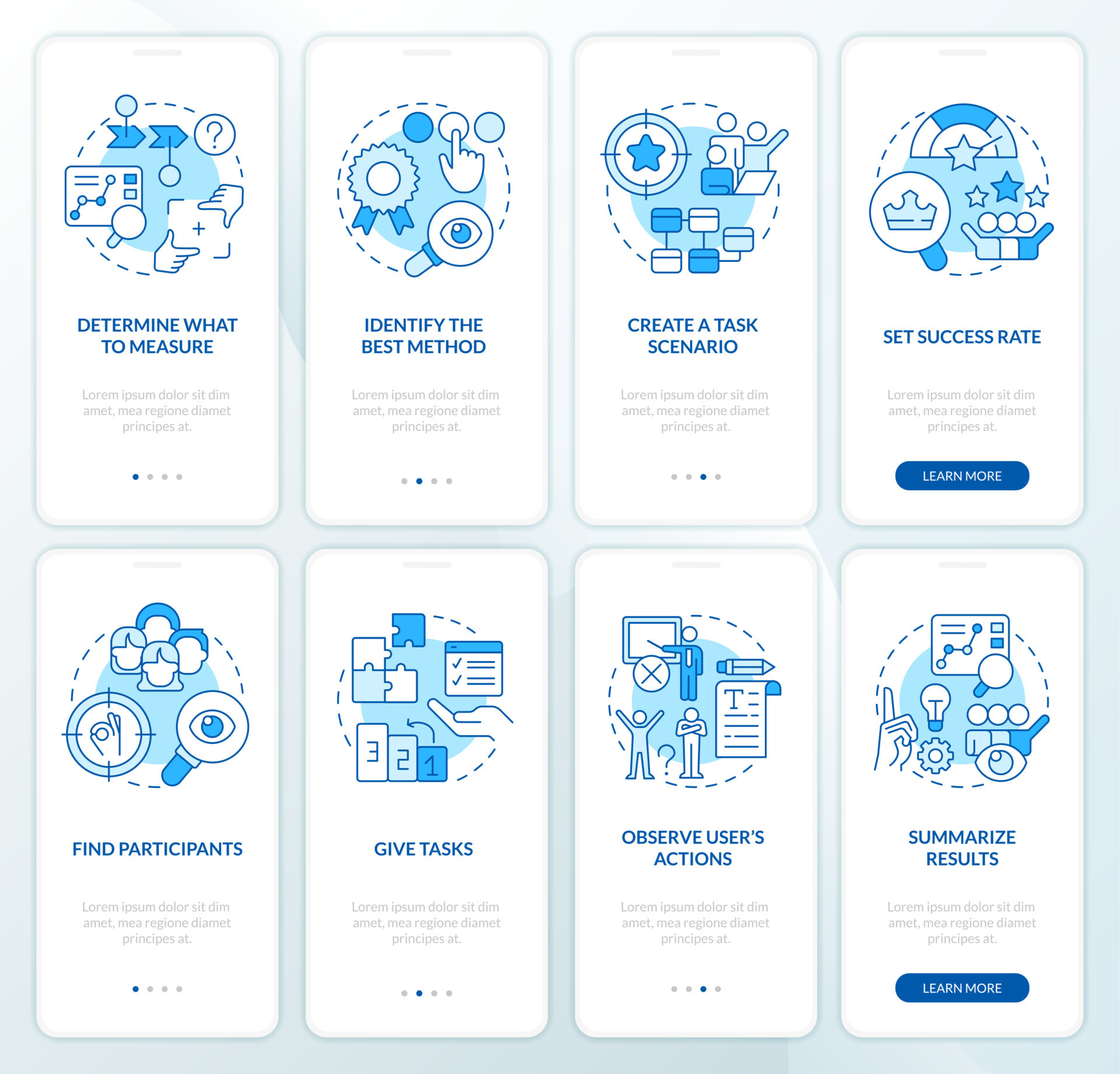 Usability Test Plan Blue Onboarding Mobile App Screen Set Evaluation