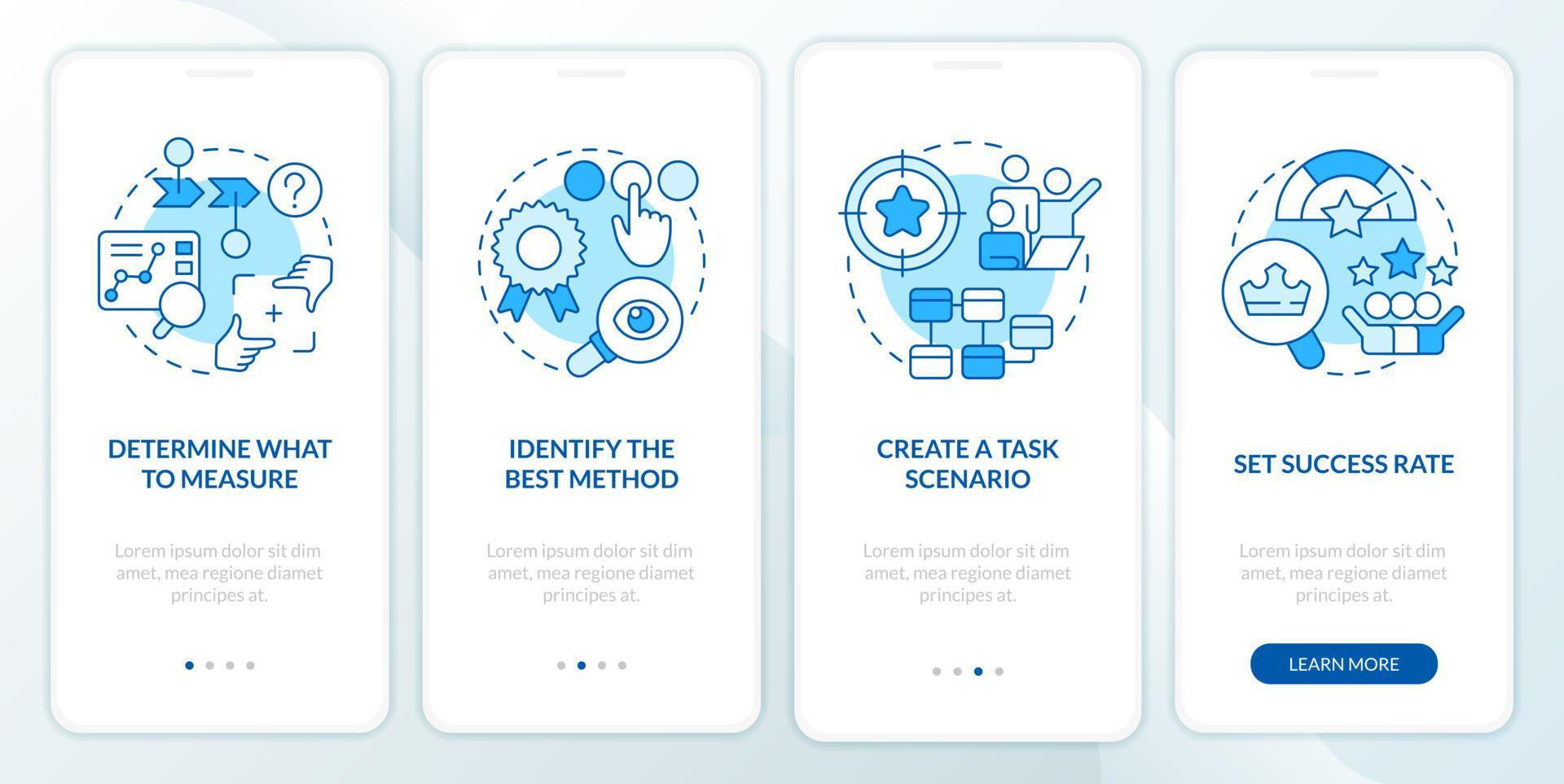 Usability Testing Strategy Blue Onboarding Mobile App Screen Research