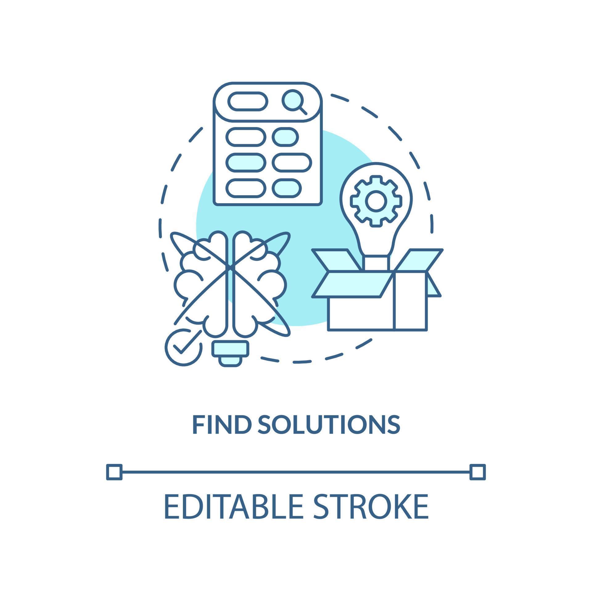 Find solution turquoise concept icon. Searching problem solving. Overcoming trouble abstract ...