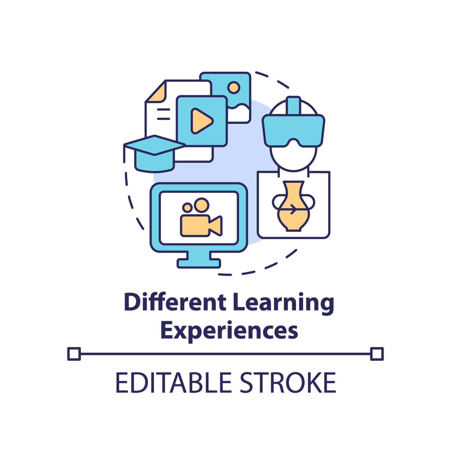 Different learning experiences concept icon. Improve online corporate ...