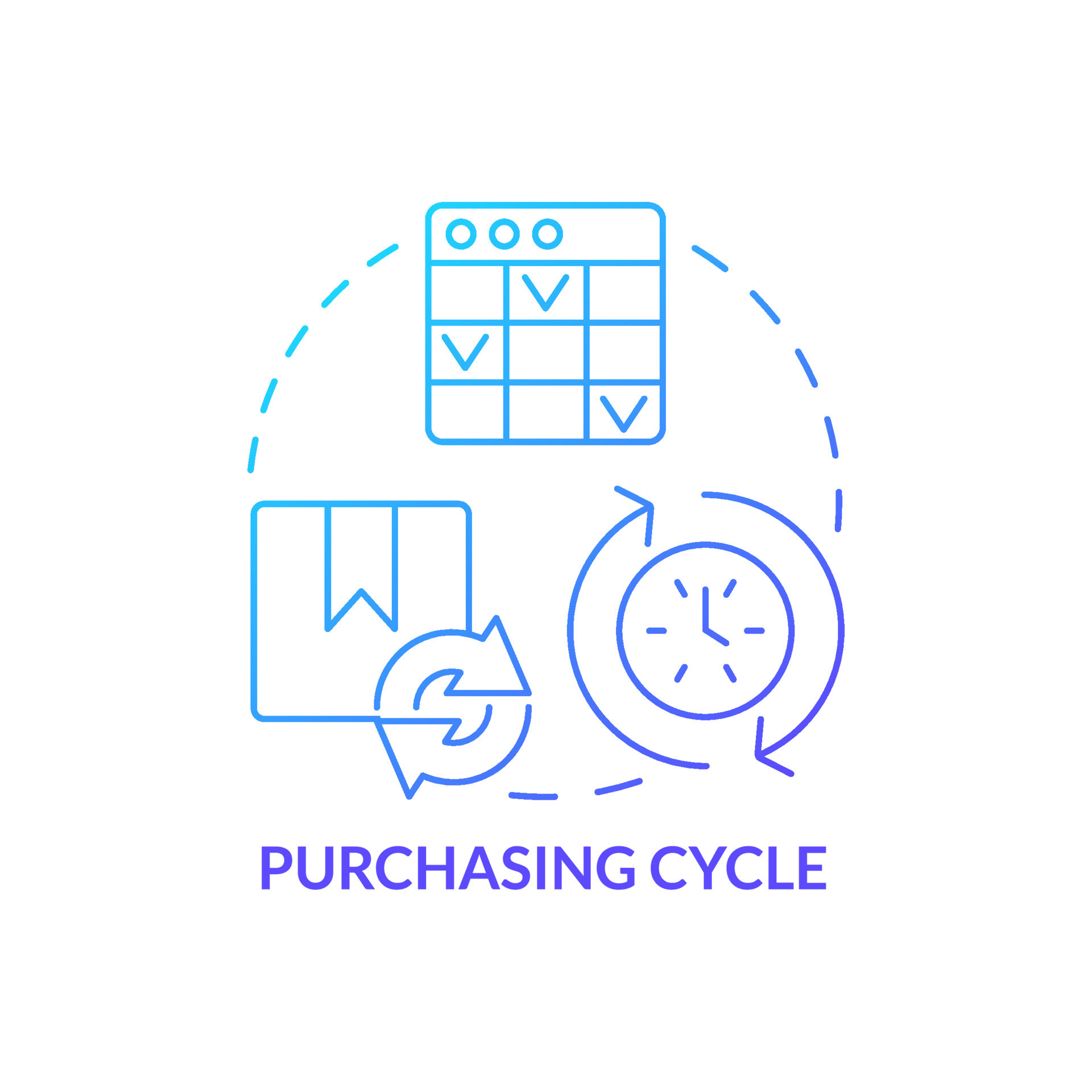 Purchasing Cycle Blue Gradient Concept Icon Procurement Strategy Example Abstract Idea Thin