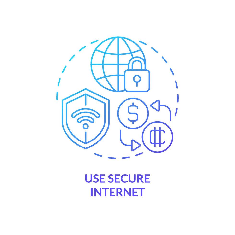 Use Secure Internet Blue Gradient Concept Icon Avoid Public Networks Crypto Wallet Safety