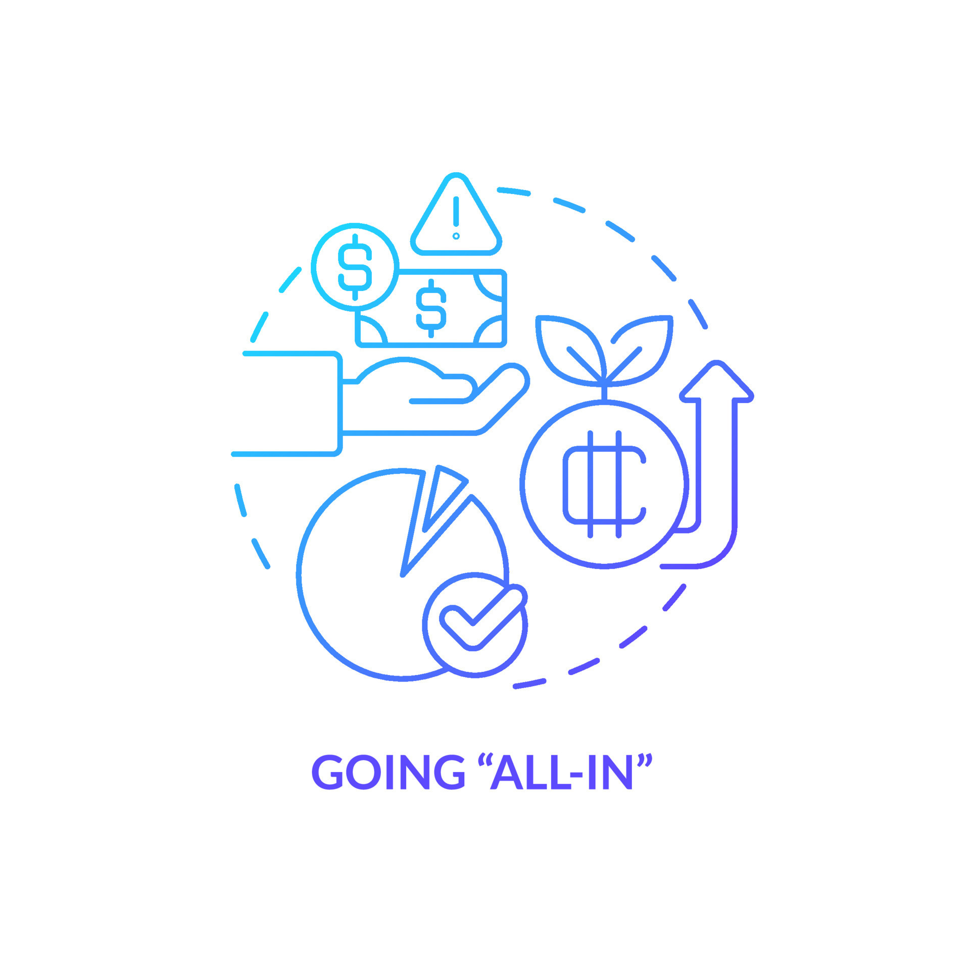 Going All In Blue Gradient Concept Icon Cryptocurrency Trader Fail Common Crypto Mistake