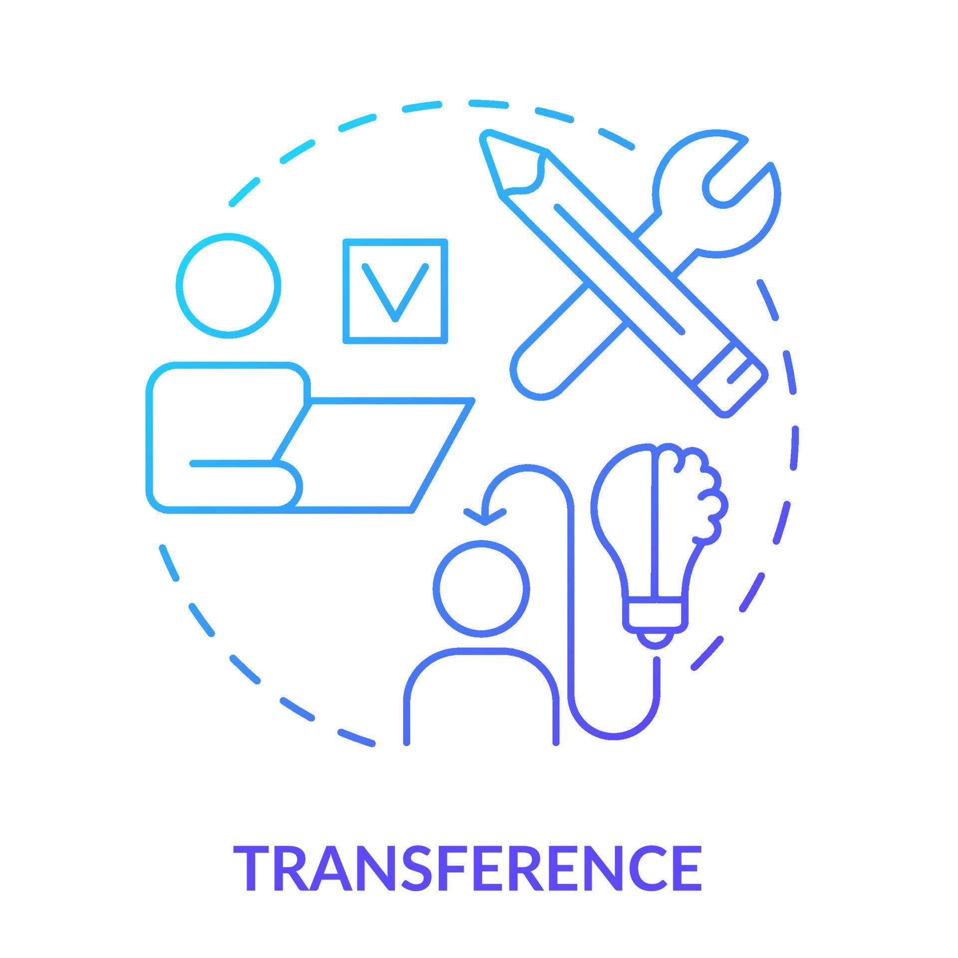 Transference Blue Gradient Concept Icon Implement Knowledge To Work Principle Of Learning