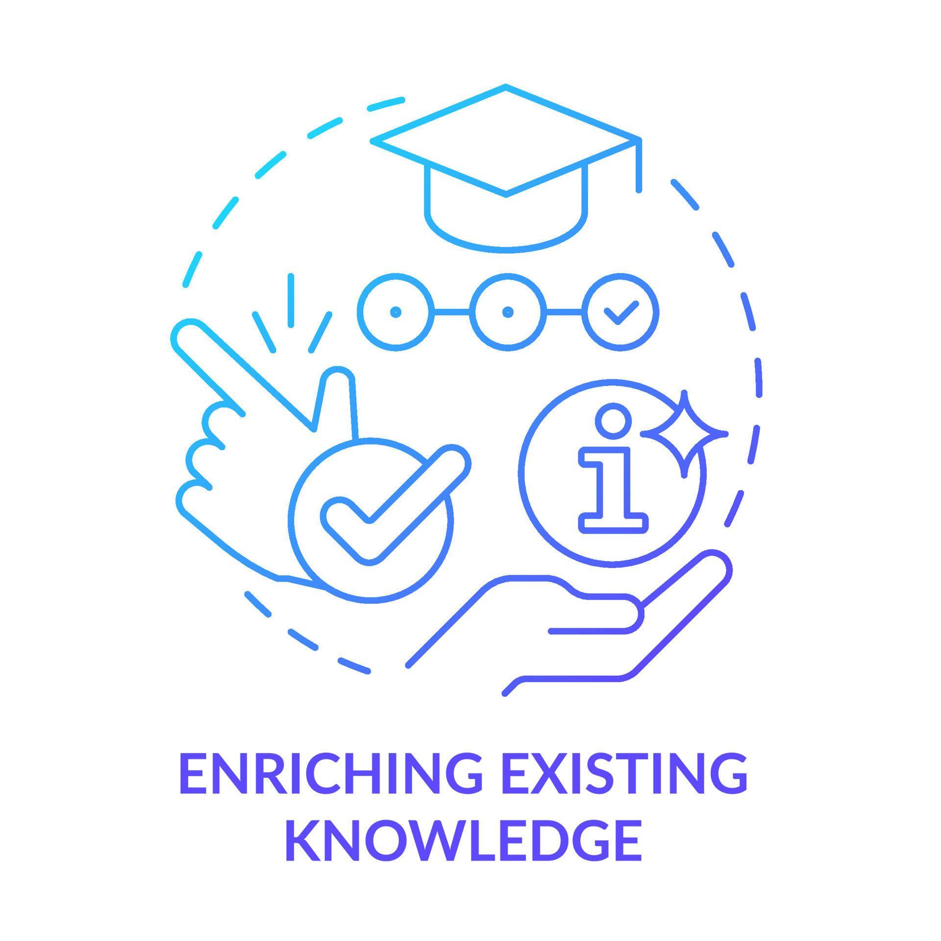Enriching existing knowledge blue gradient concept icon. New ...