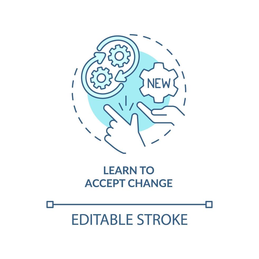 Learn to accept change turquoise concept icon. Adaptation. Way to ...