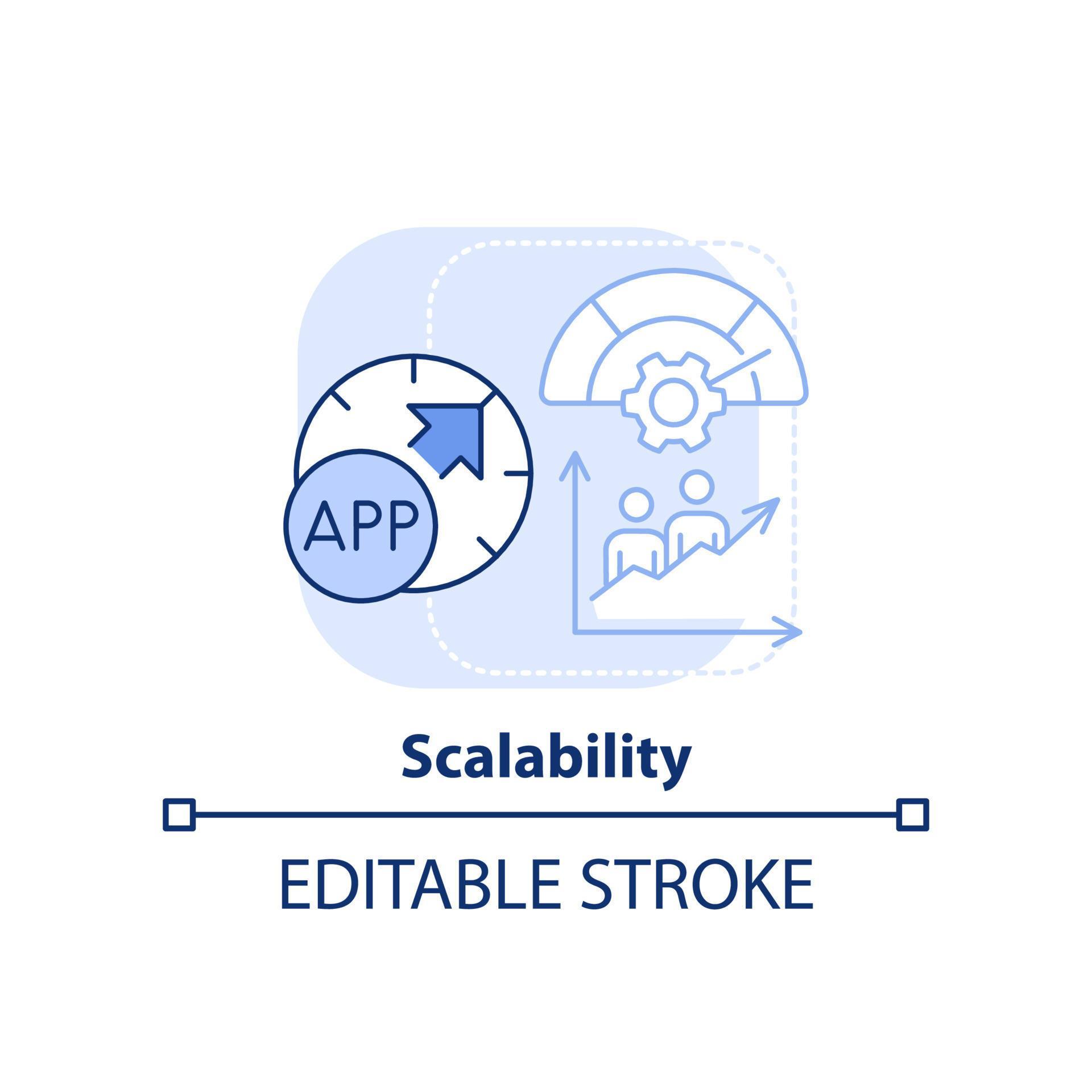 Scalability light blue concept icon. Programing language choice criterion abstract idea thin ...