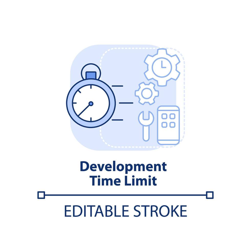 Development time limit light blue concept icon. Programing language choice criterion abstract ...