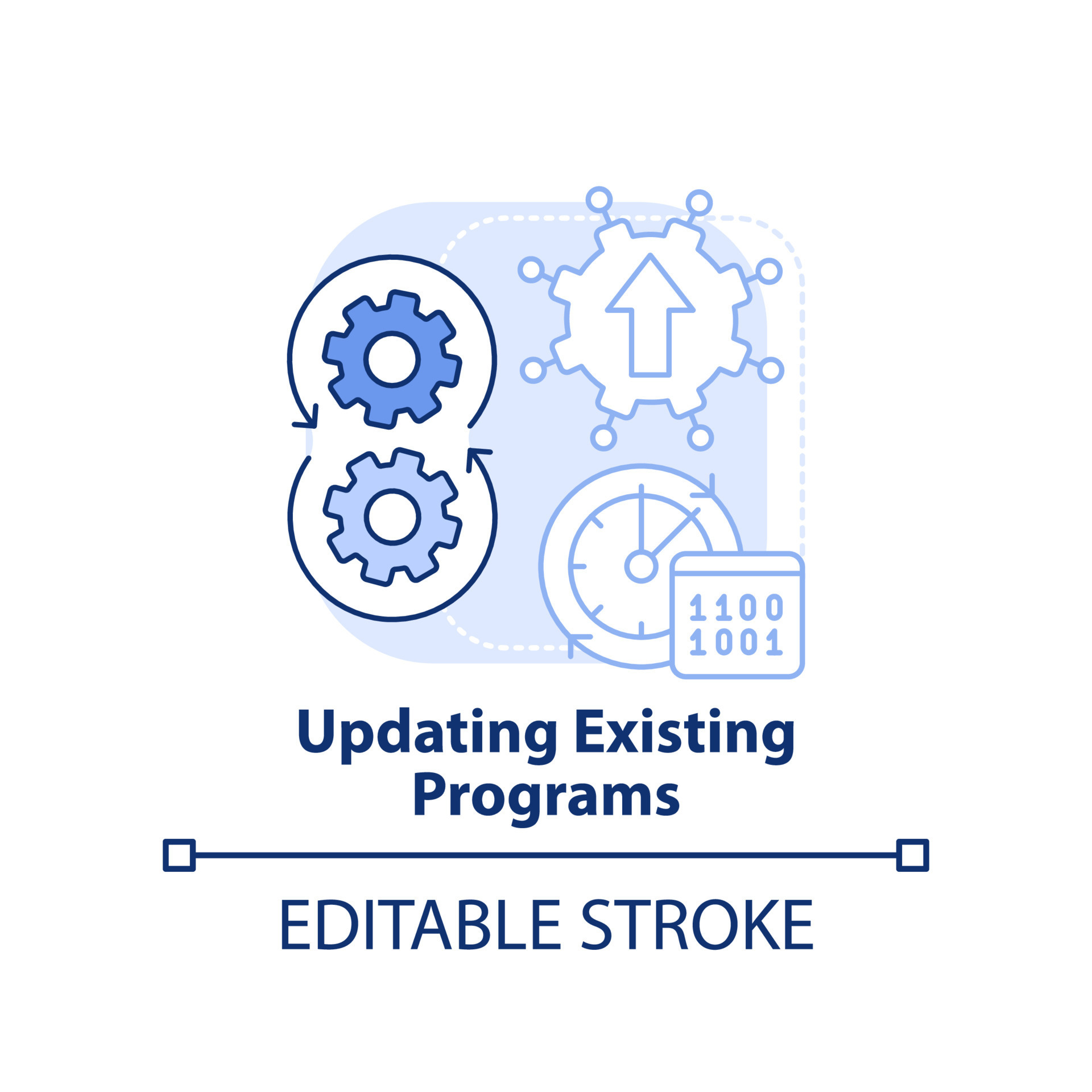 Updating Existing Programs Light Blue Concept Icon Programming Skill