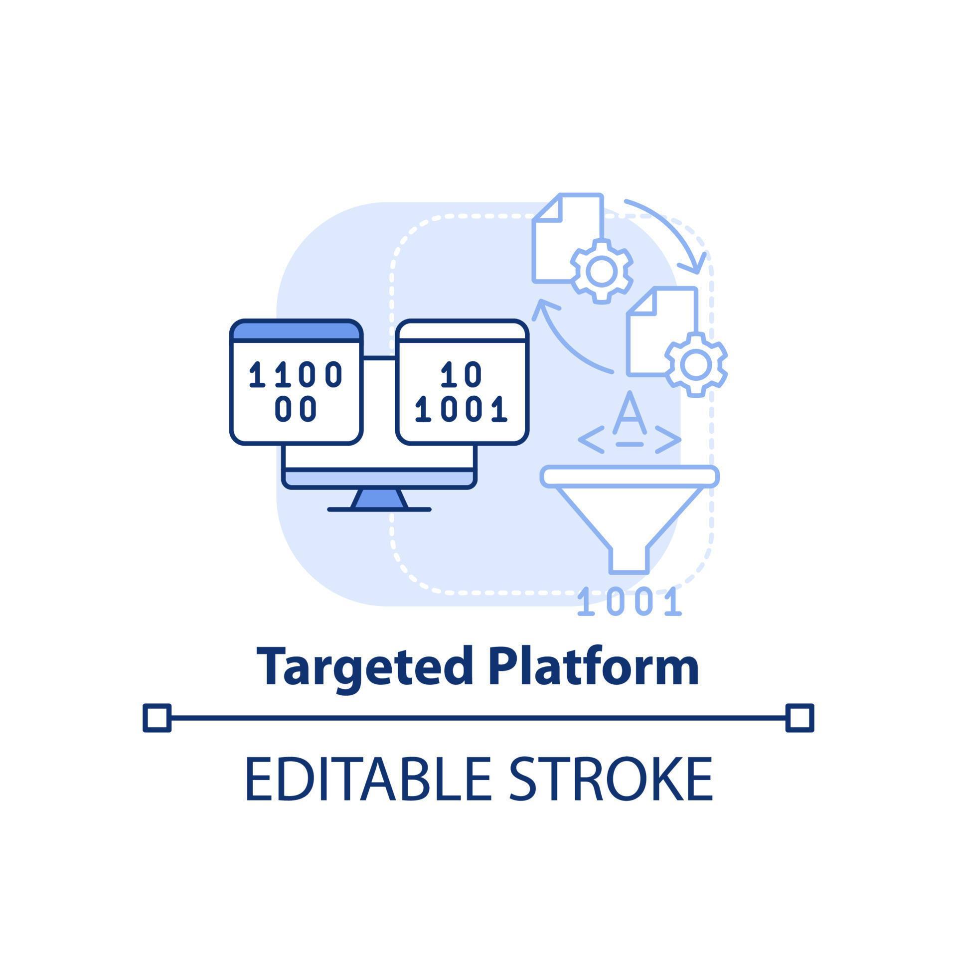 Targeted platform light blue concept icon. Programing language choice criterion abstract idea ...