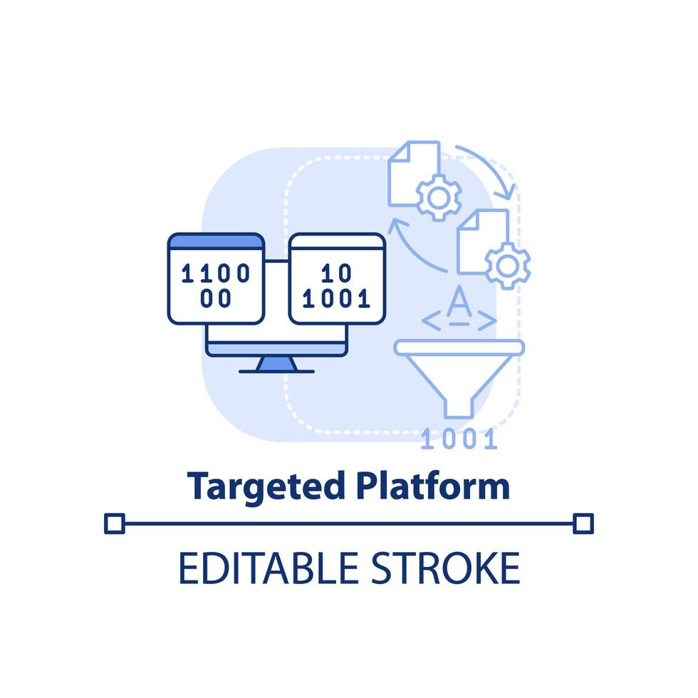 Targeted platform light blue concept icon. Programing language choice criterion abstract idea ...