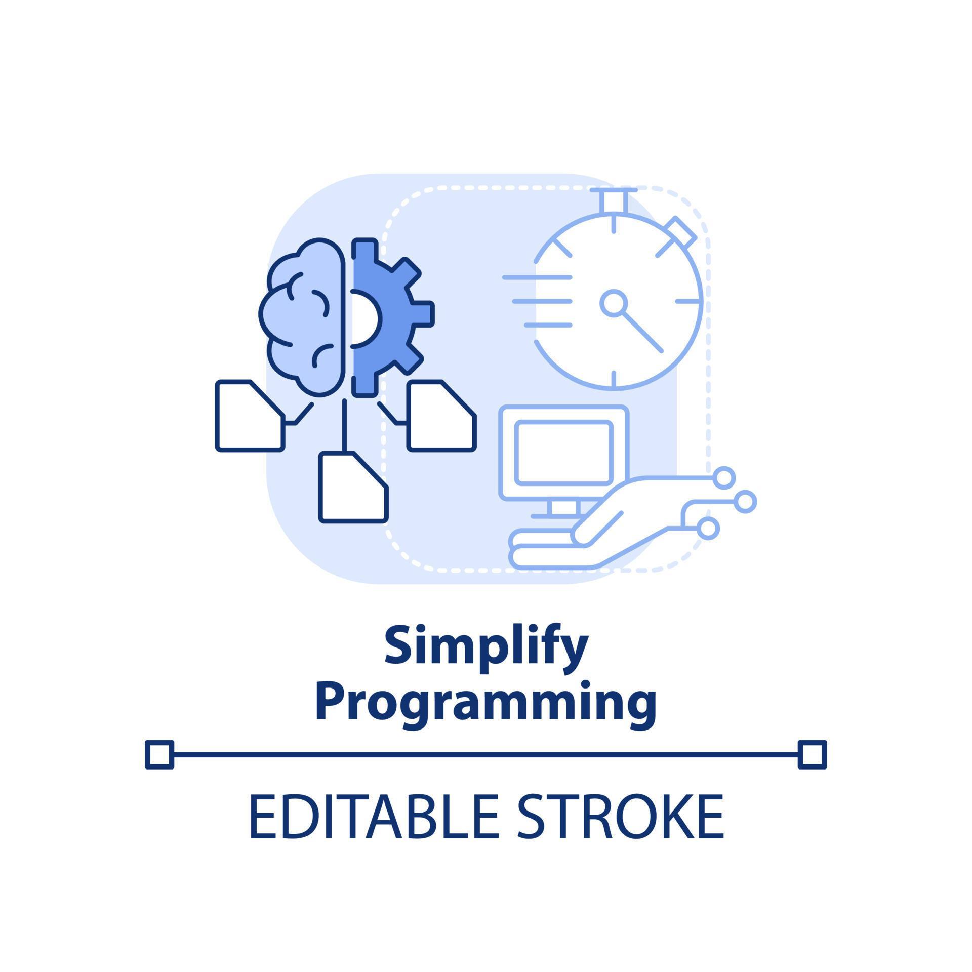 Simplify programming light blue concept icon. Development automation. Programming abstract idea ...