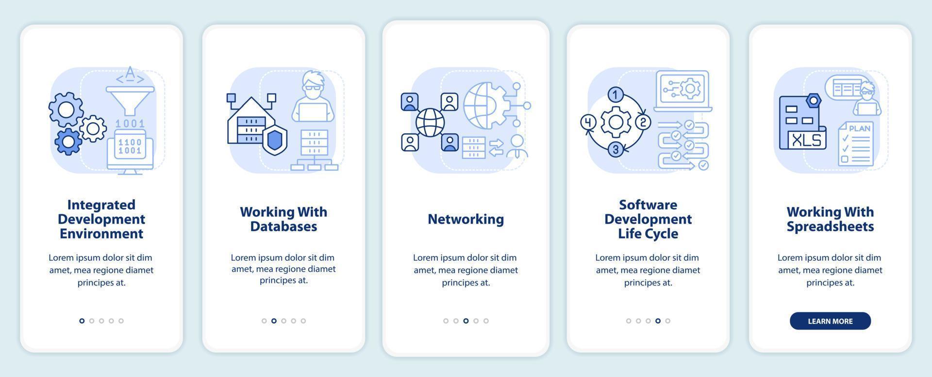 Program building skills light blue onboarding mobile app screen ...
