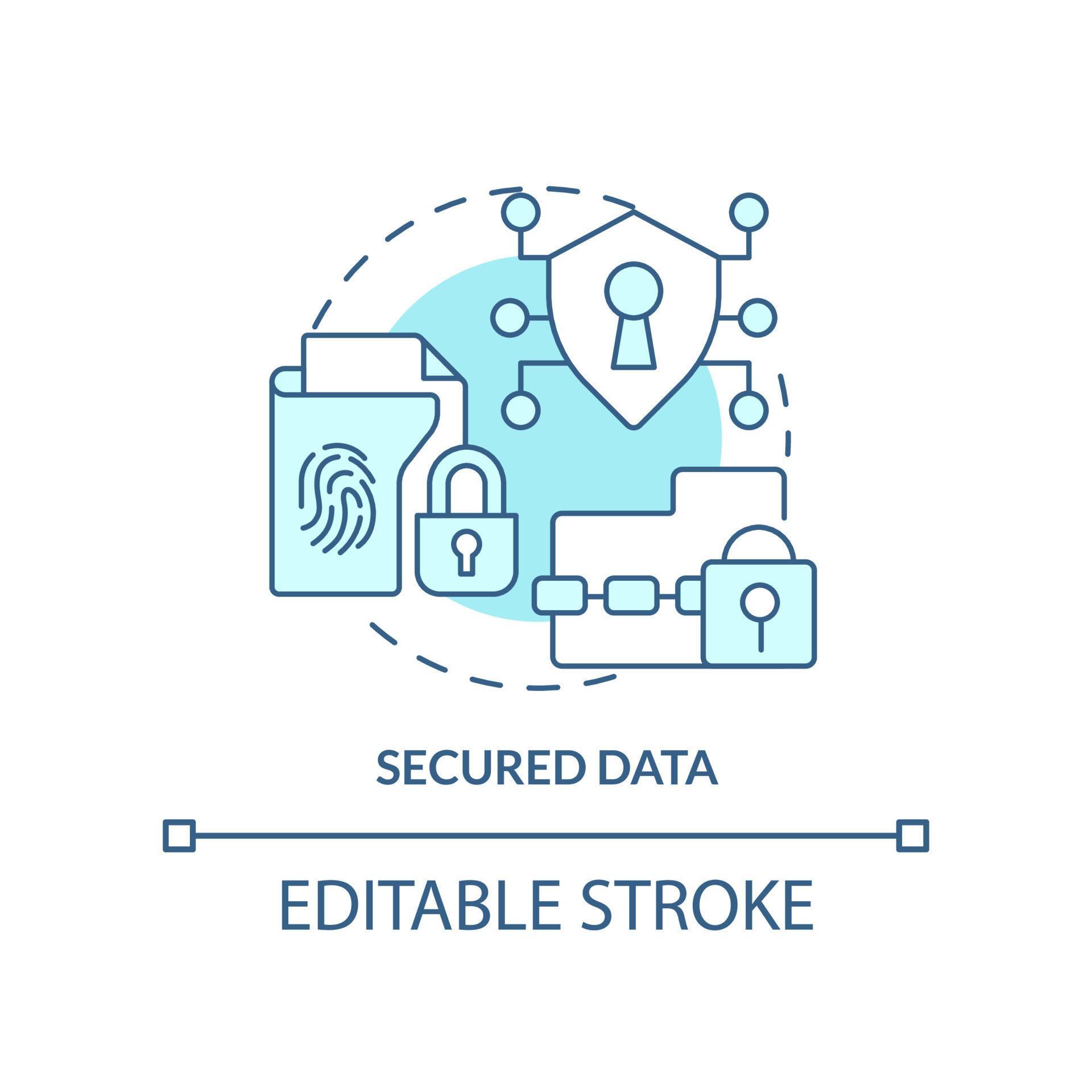 Secured Data Turquoise Concept Icon Biometric Authentication Pros Abstract Idea Thin Line