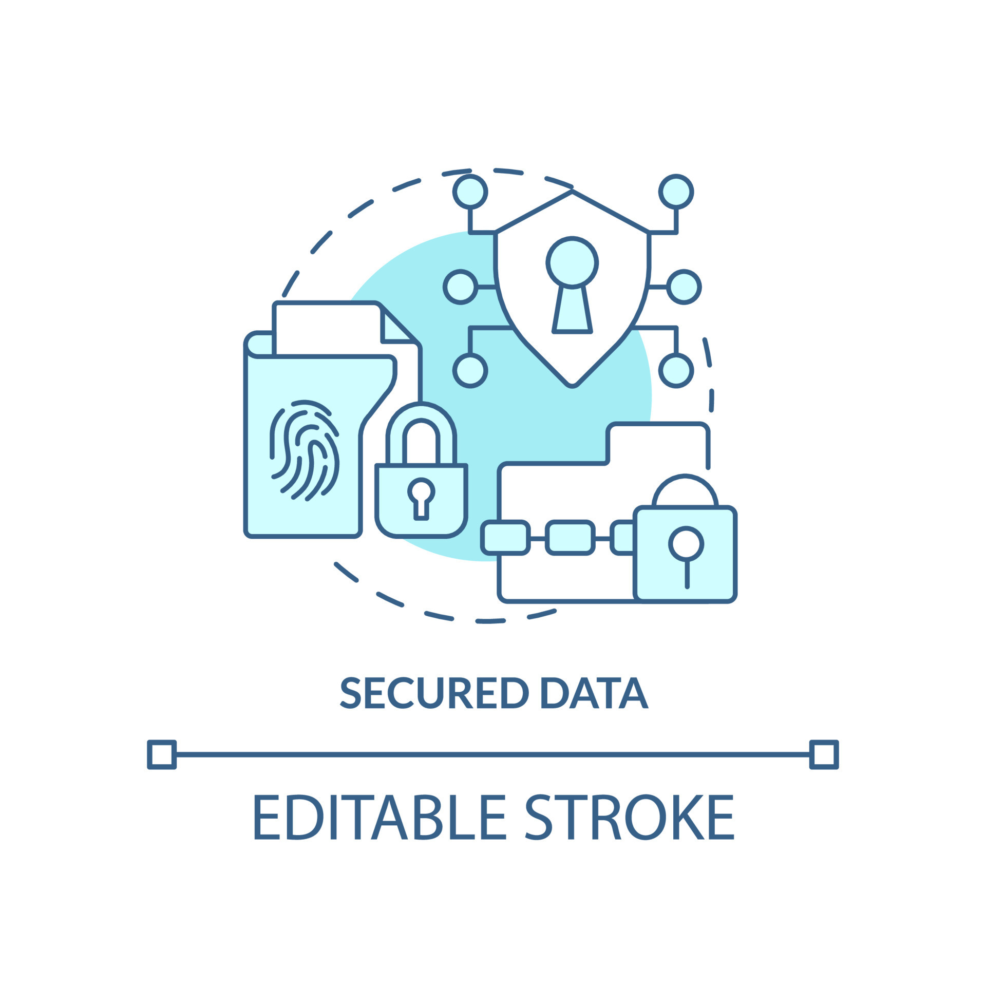 Secured Data Turquoise Concept Icon Biometric Authentication Pros