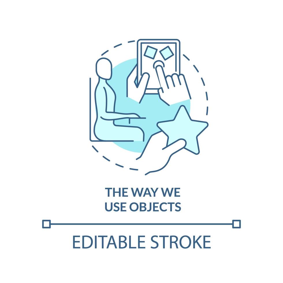 The way we use objects turquoise concept icon. Measuring behavior ...