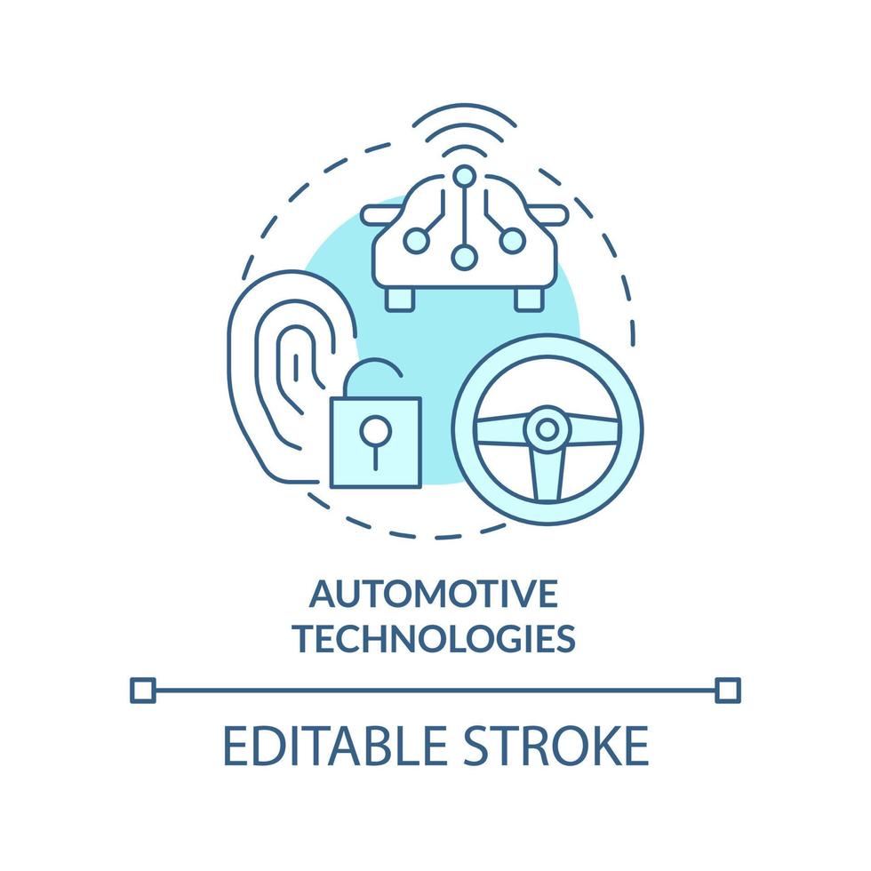 Automotive Technologies Turquoise Concept Icon Biometric Technology Usage Abstract Idea Thin