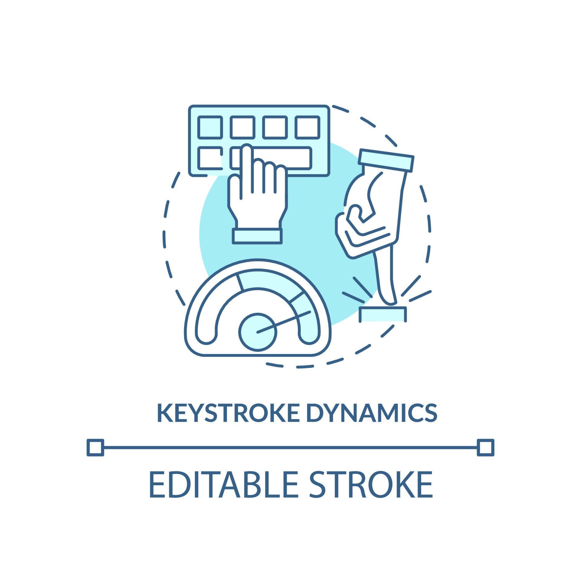 Keystroke dynamics turquoise concept icon. Behavioural measurement abstract idea thin line ...