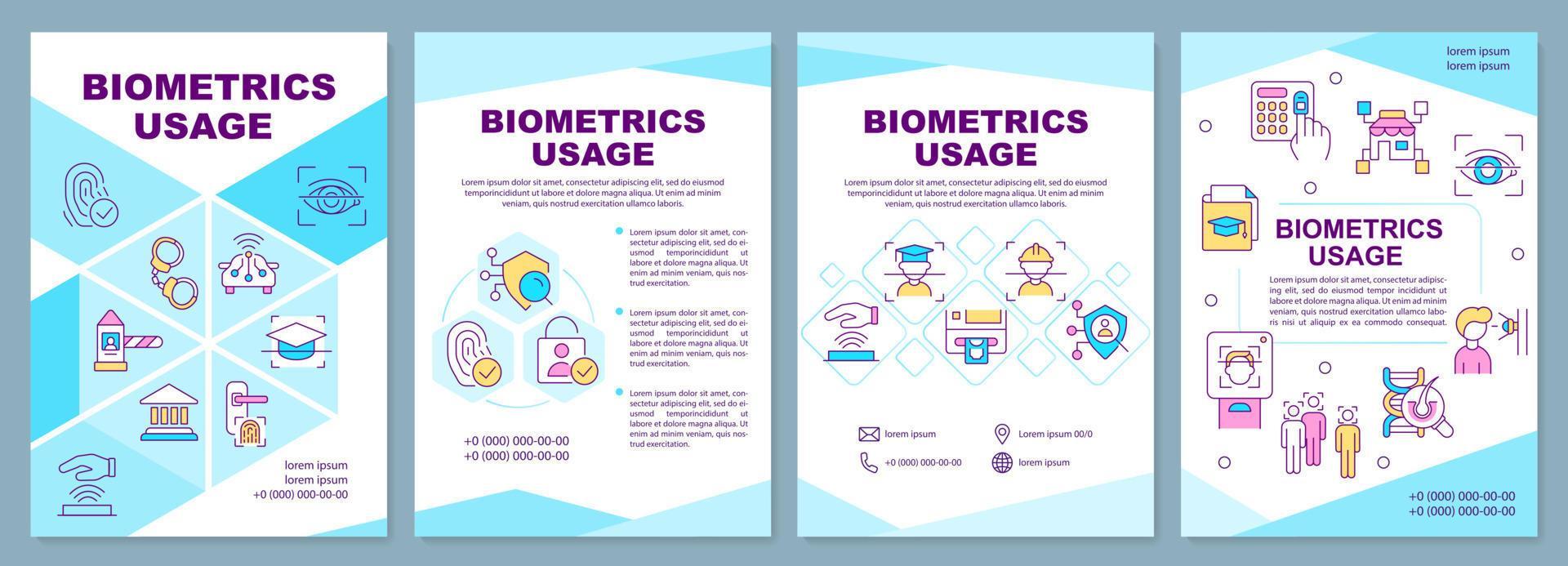 Biometrics usage blue brochure template. Identity technology. Leaflet ...