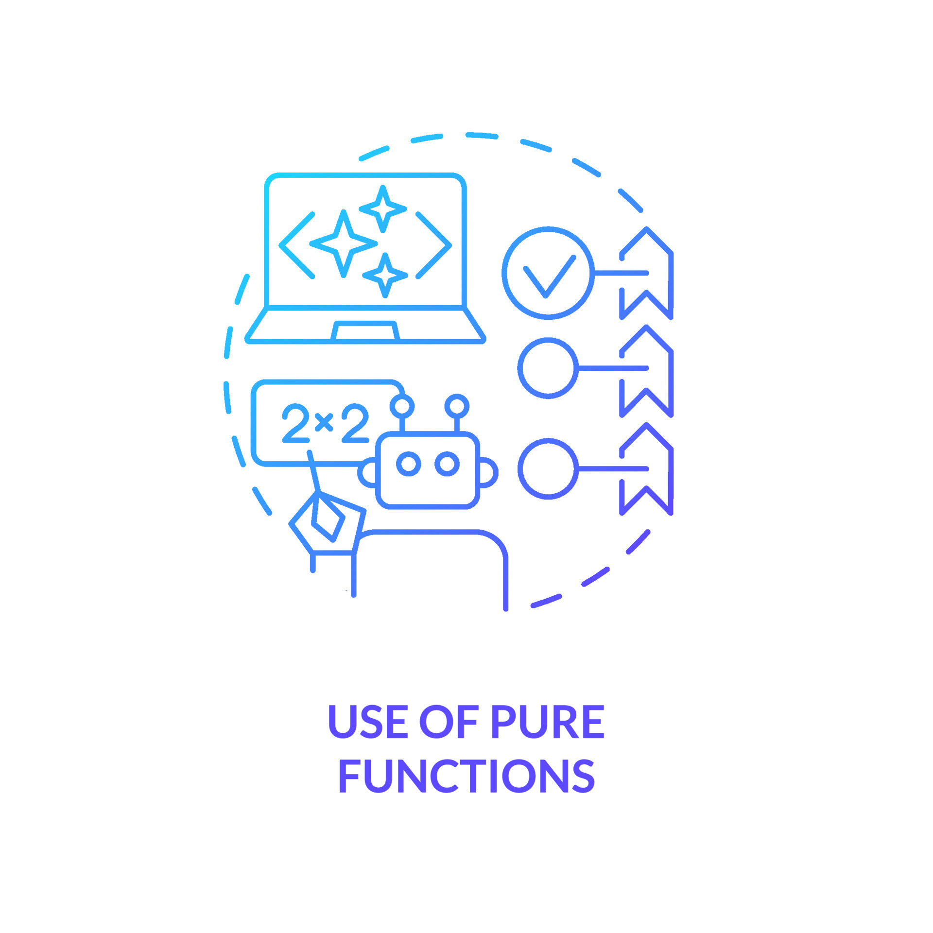 Uso De Funciones Puras Icono De Concepto De Gradiente Azul Programación Funcional Idea