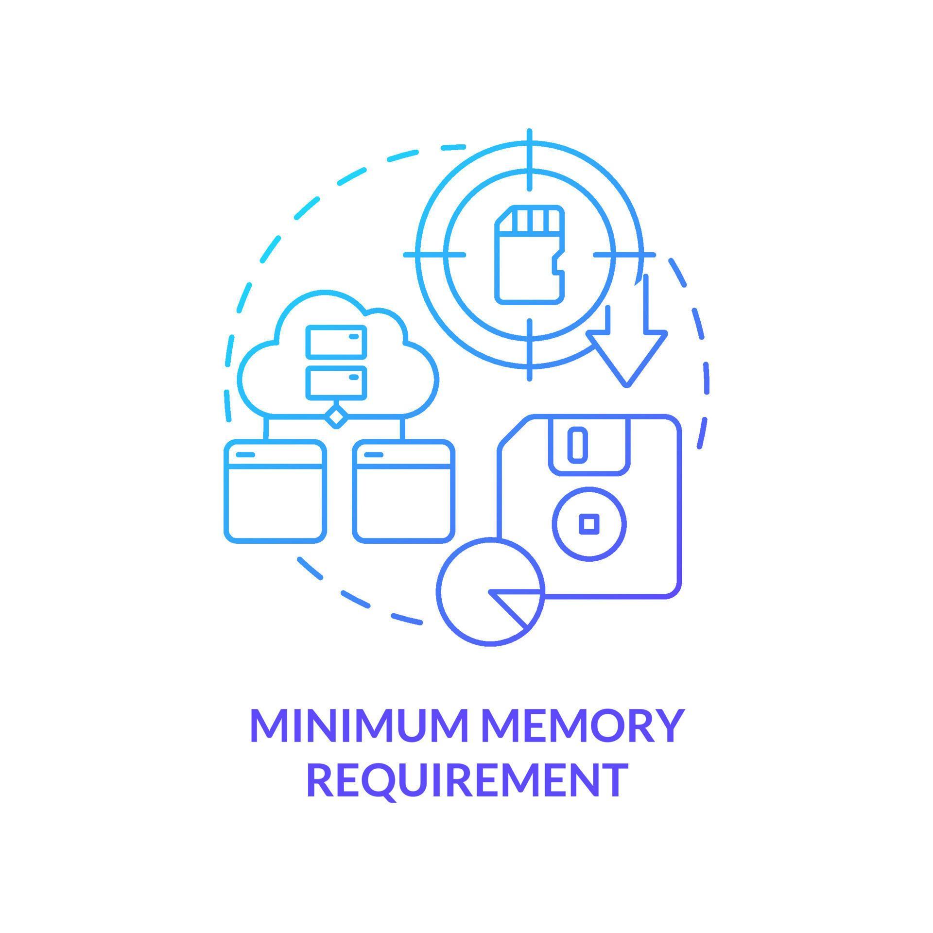 Minimum memory requirement blue gradient concept icon. Procedural ... Minimum memory requirement blue gradient concept icon. Procedural ...