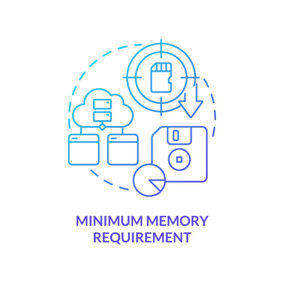 Minimum memory requirement blue gradient concept icon. Procedural ...