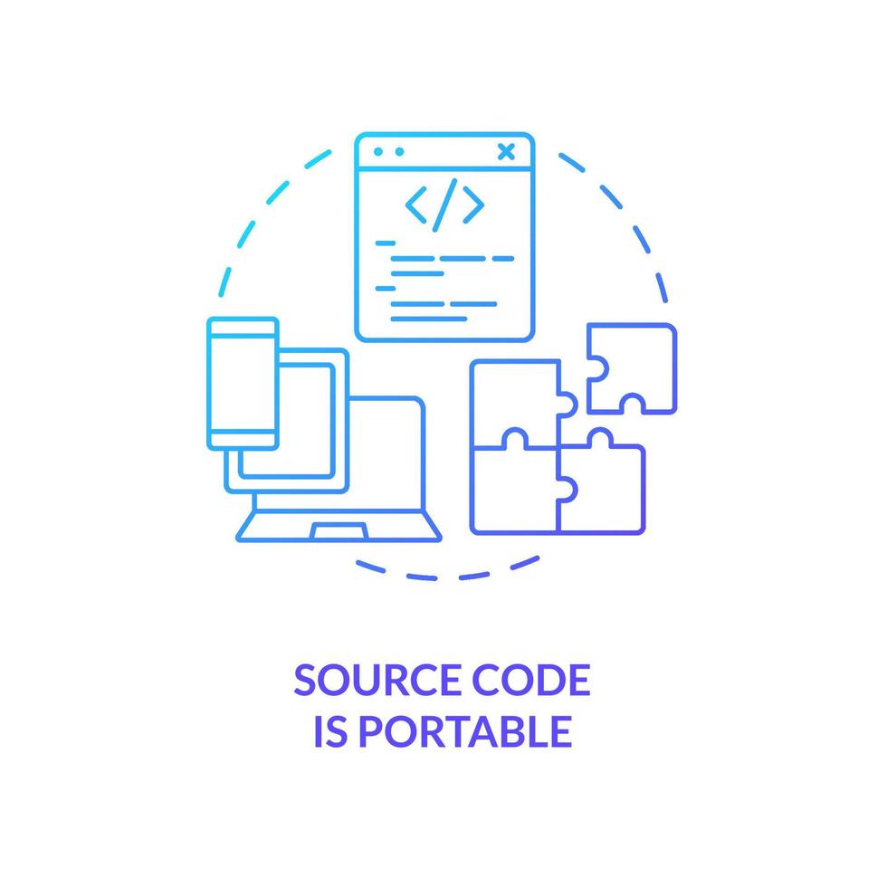 Source code portability blue gradient concept icon. Procedural ... Source code portability blue gradient concept icon. Procedural ...