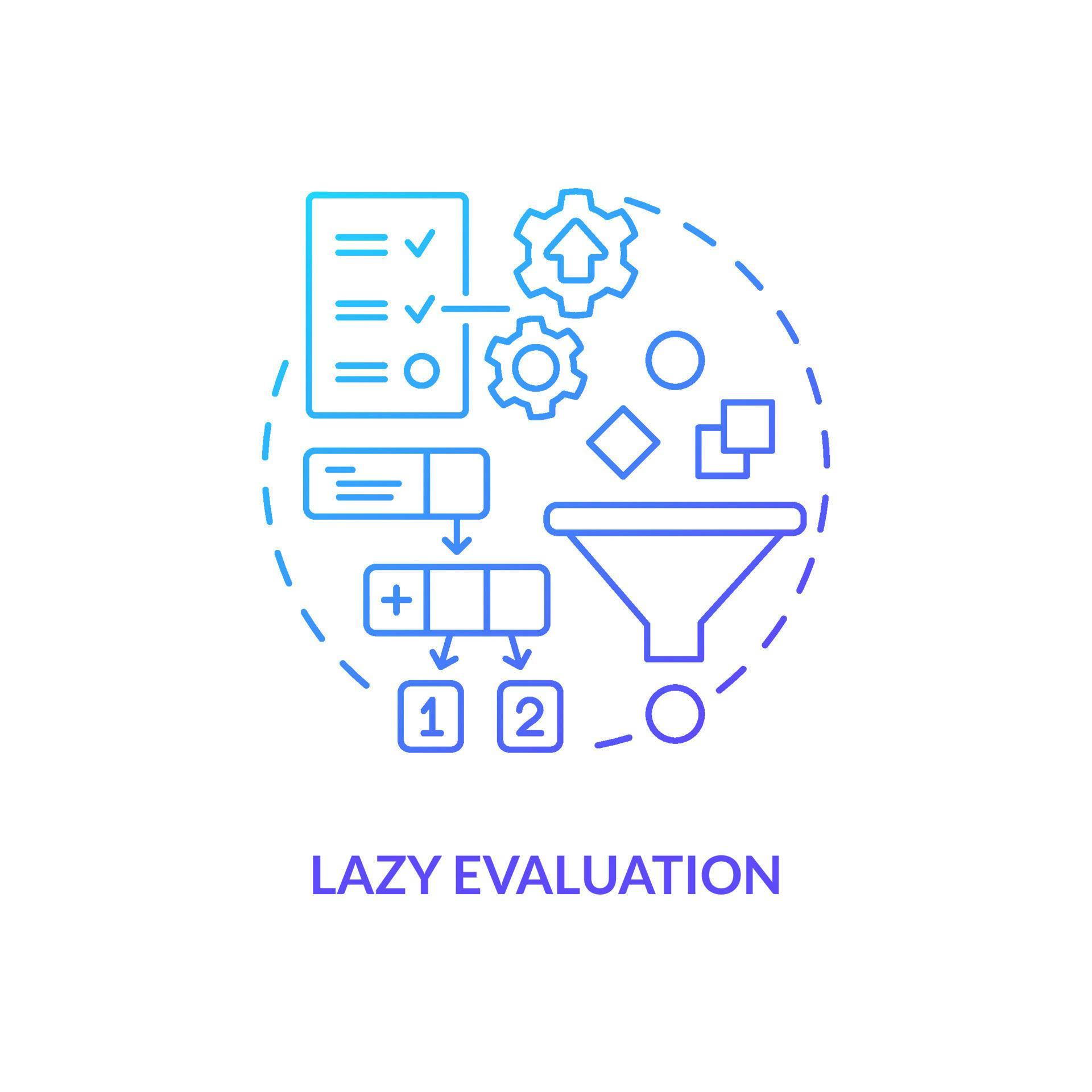 Lazy evaluation blue gradient concept icon. Functional programming ... Lazy evaluation blue gradient concept icon. Functional programming ...