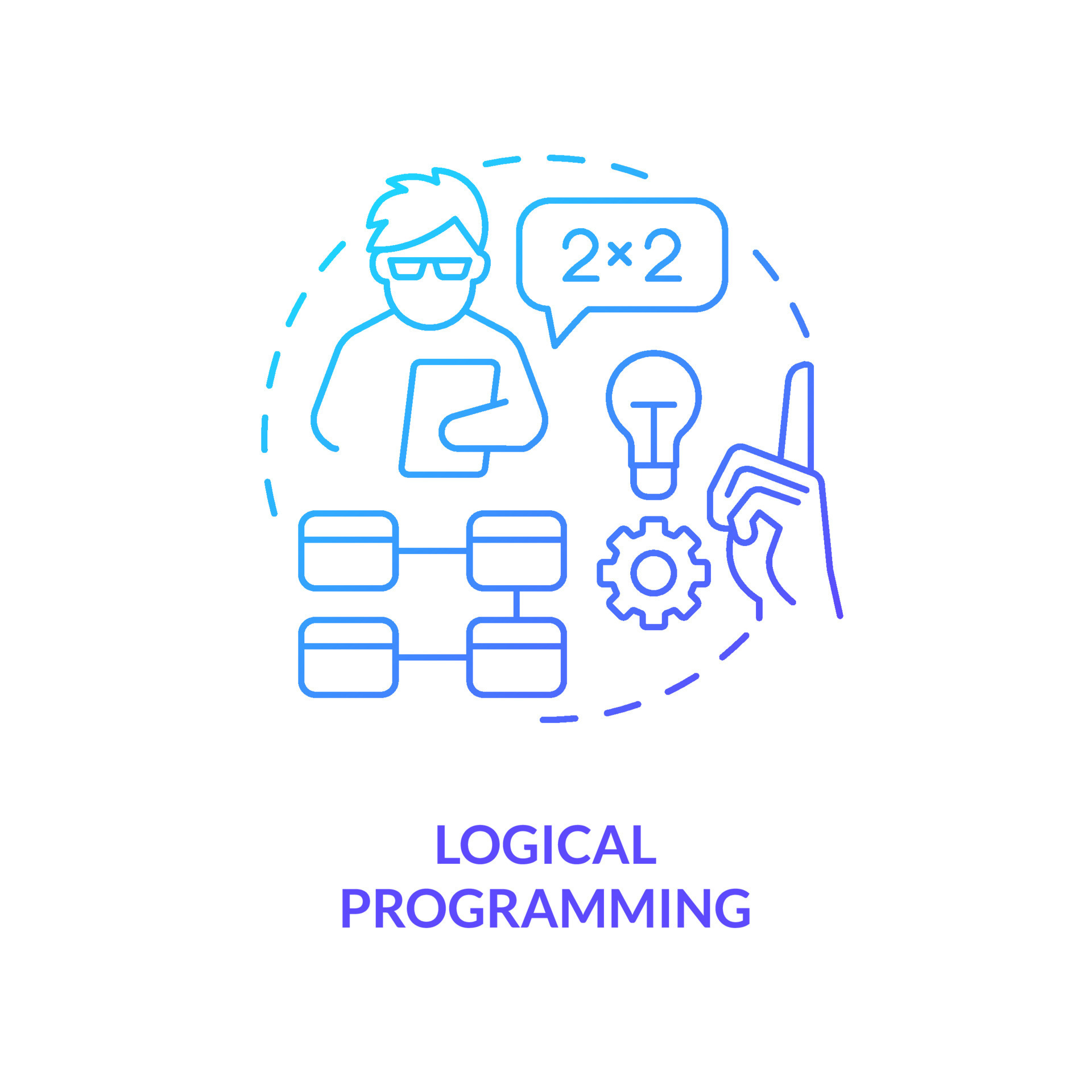 Logical programming blue gradient concept icon. Coding paradigm type ... Logical programming blue gradient concept icon. Coding paradigm type ...