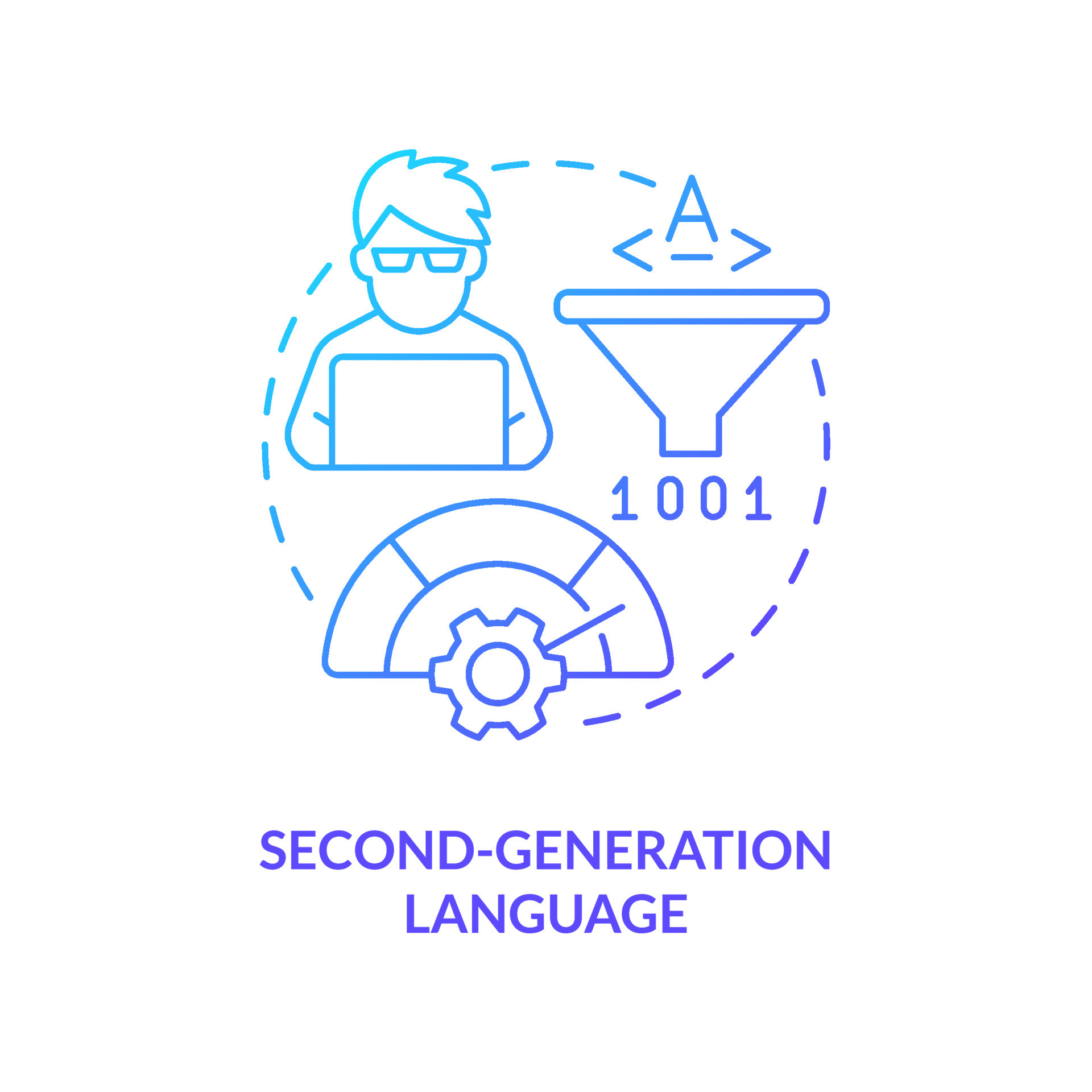 Second-generation programming language blue gradient concept icon ... Second-generation programming language blue gradient concept icon ...