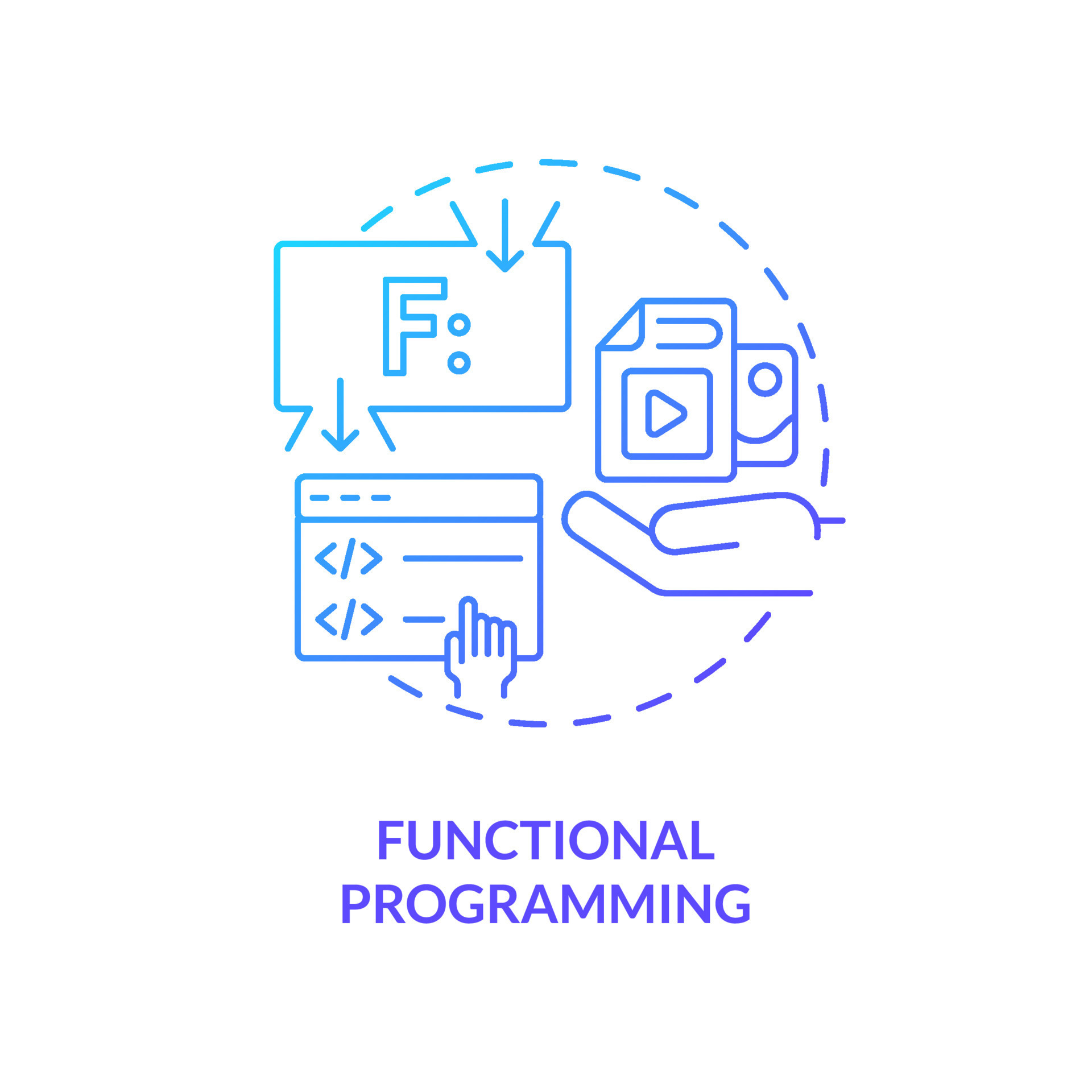 Functional Programming Blue Gradient Concept Icon Coding Paradigm Type Abstract Idea Thin Line