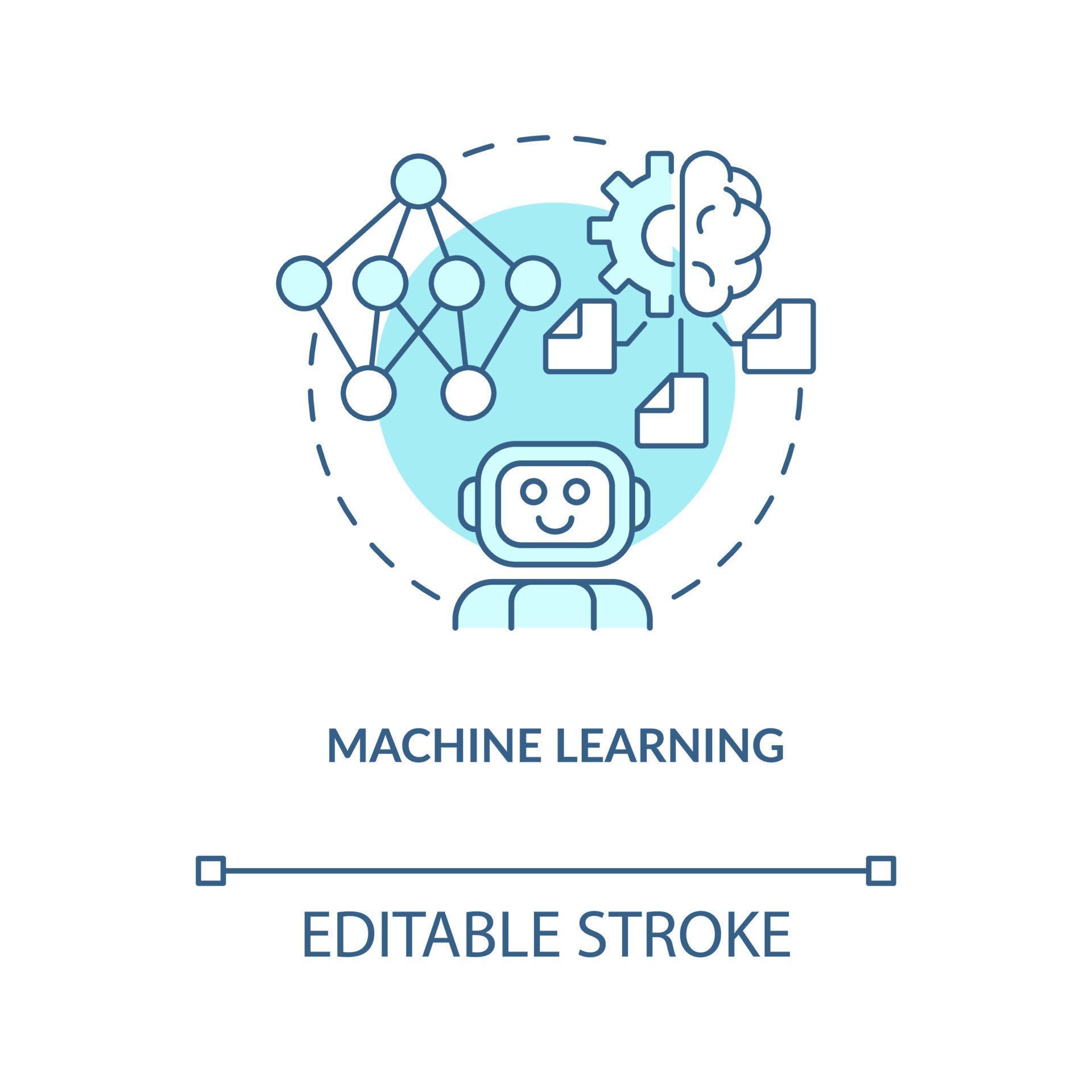 Machine learning turquoise concept icon. Automatic algorithm. Data ...