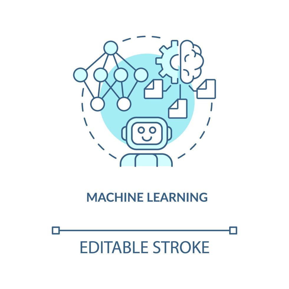 Machine learning turquoise concept icon. Automatic algorithm. Data ...
