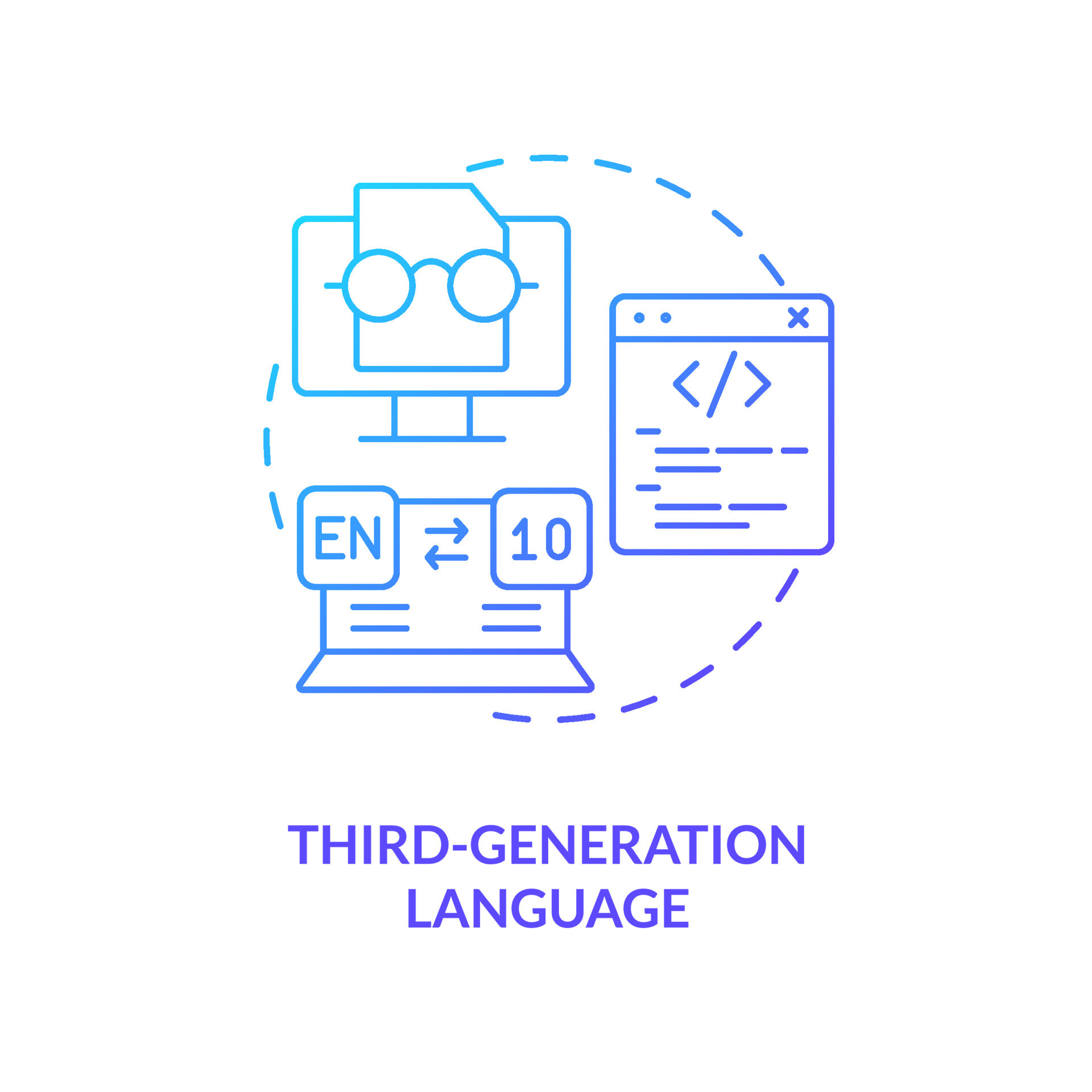 Third-generation programming language blue gradient concept icon ... Third-generation programming language blue gradient concept icon ...