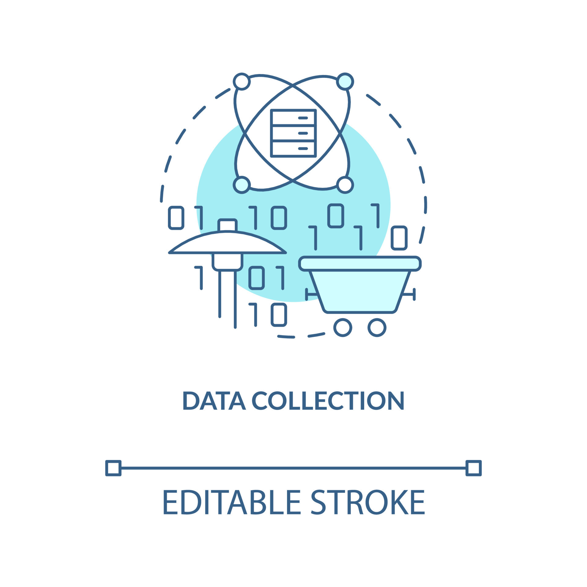 Data collection turquoise concept icon. Digital technology. Information ...