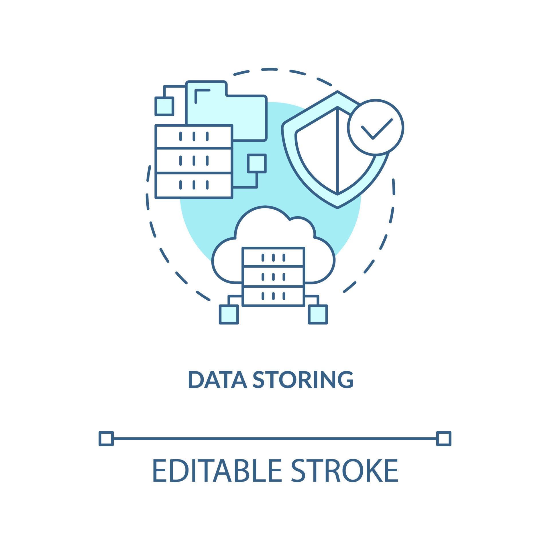 Data storing turquoise concept icon. Cloud storage. Virtual information ...