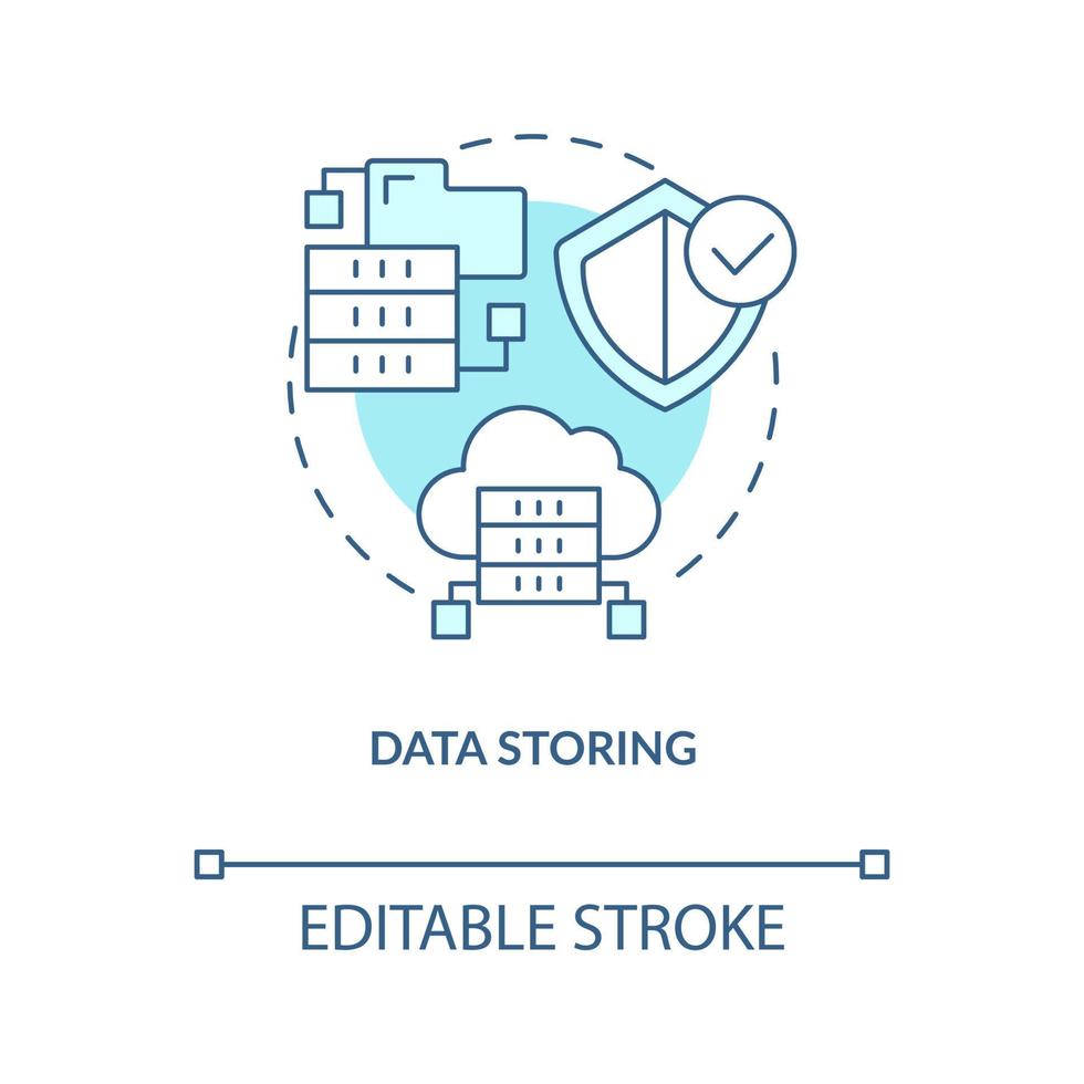 Data Storing Turquoise Concept Icon Cloud Storage Virtual Information Processing Abstract Idea